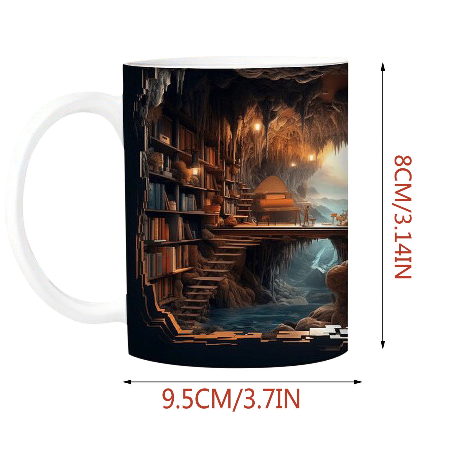 Rdeuod 3D Bookshelf Mug - 3D Effect Books Mugs,Space Design Multi ...
