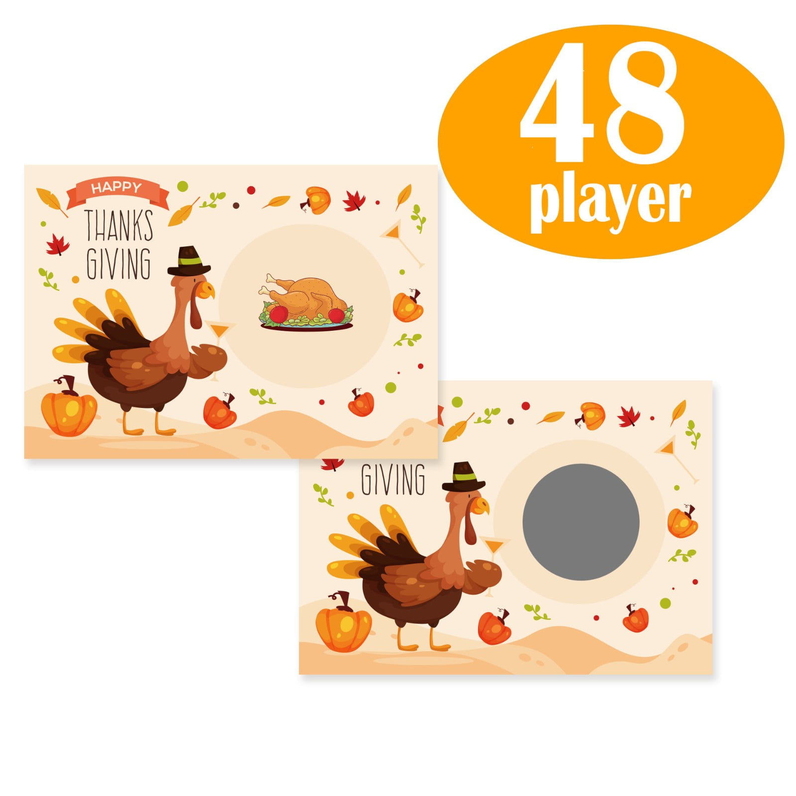 Rdeuod 48 Thanksgiving Scratch Off Turkey Game Cards -Fall Pumpkin ...