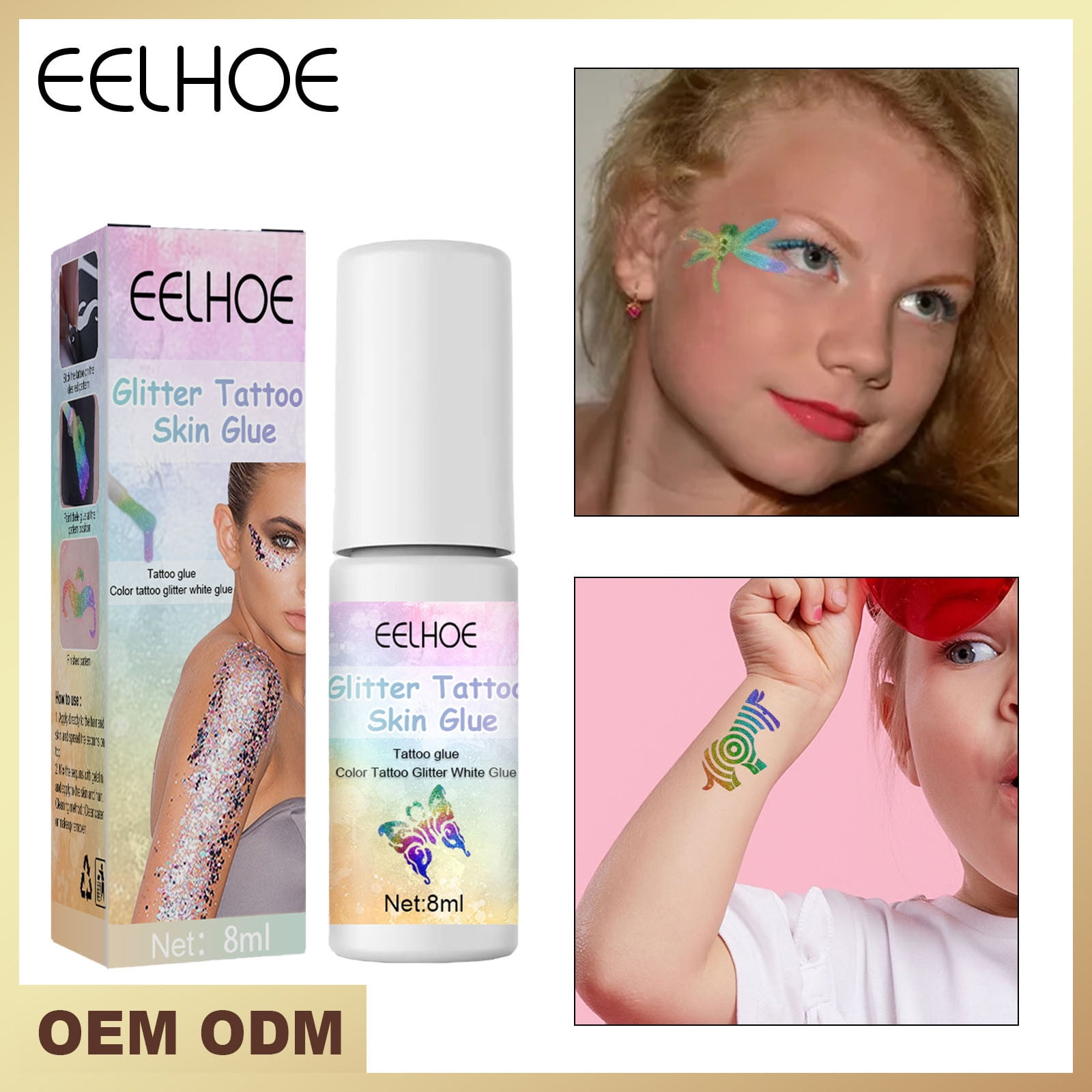 Rdeuod 8 Ml Skin Glue For Glitter Tattoos Glitter Glue Brush Bottle ...
