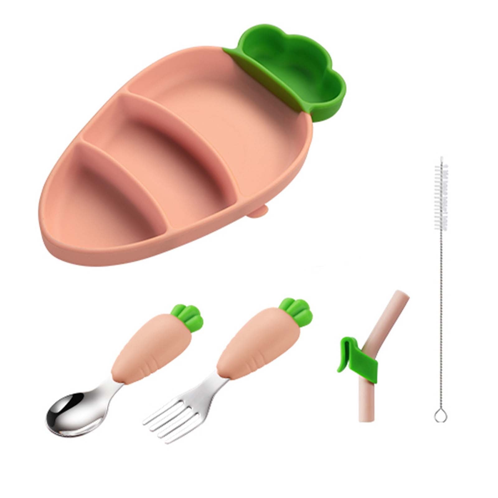 Rdeuod Bento BoxCarrot Children's Suction Cup Silicone Tray Drop Baby ...