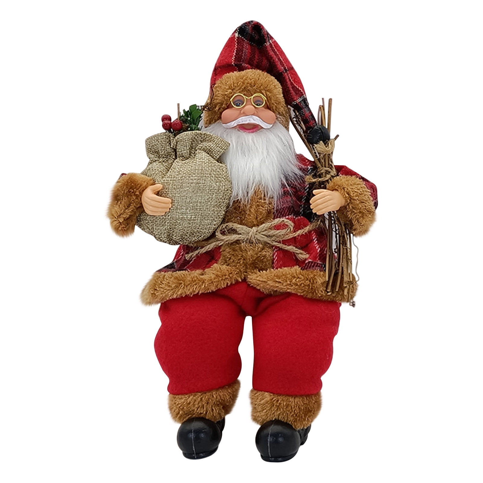 Rdeuod Christmas Sitting Santa Claus Figurines Christmas Figure ...