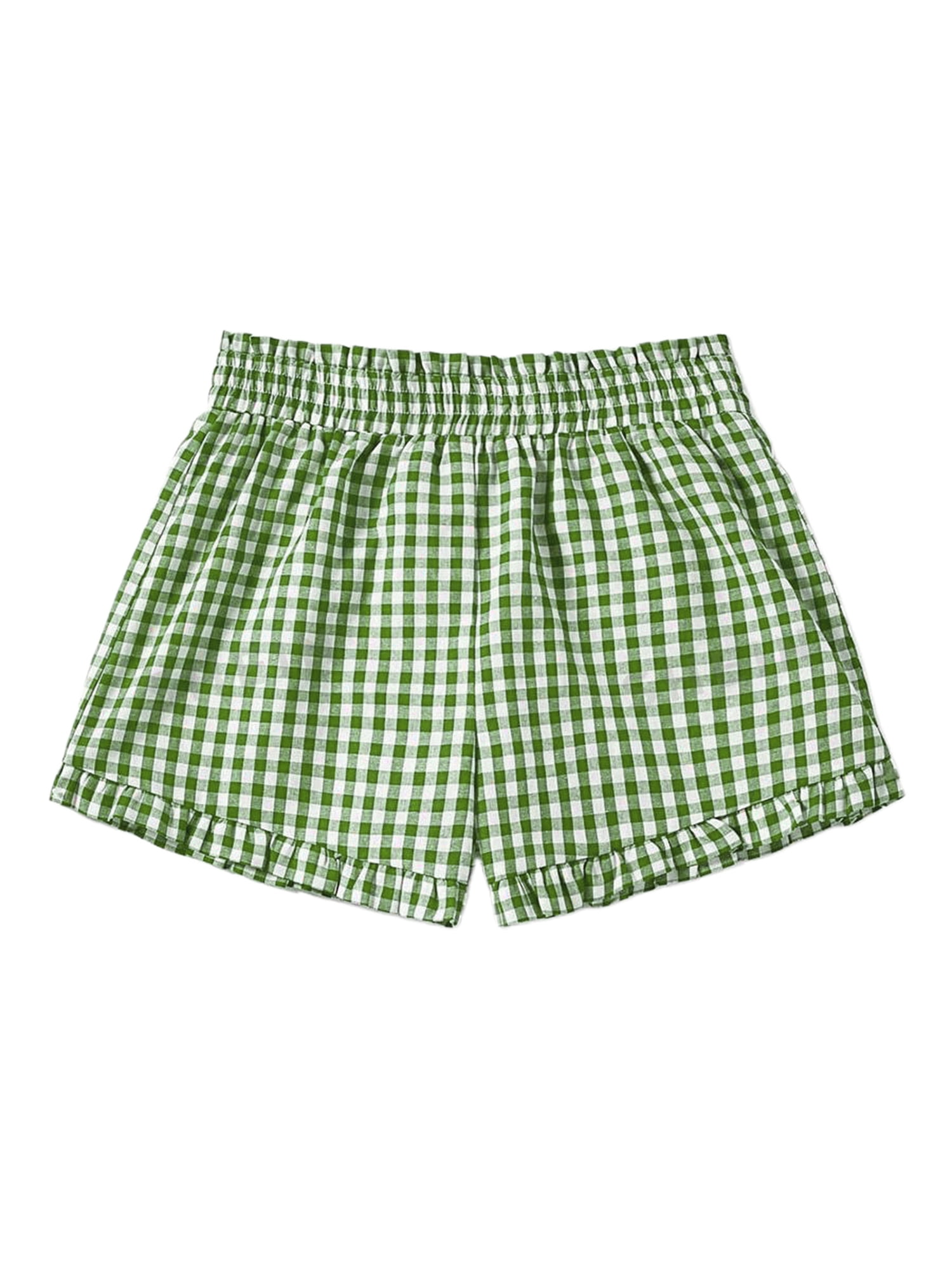 Rdhnmea Gingham Boxer Shorts for Women Y2k Ruffle Hem Plaid Pajama ...