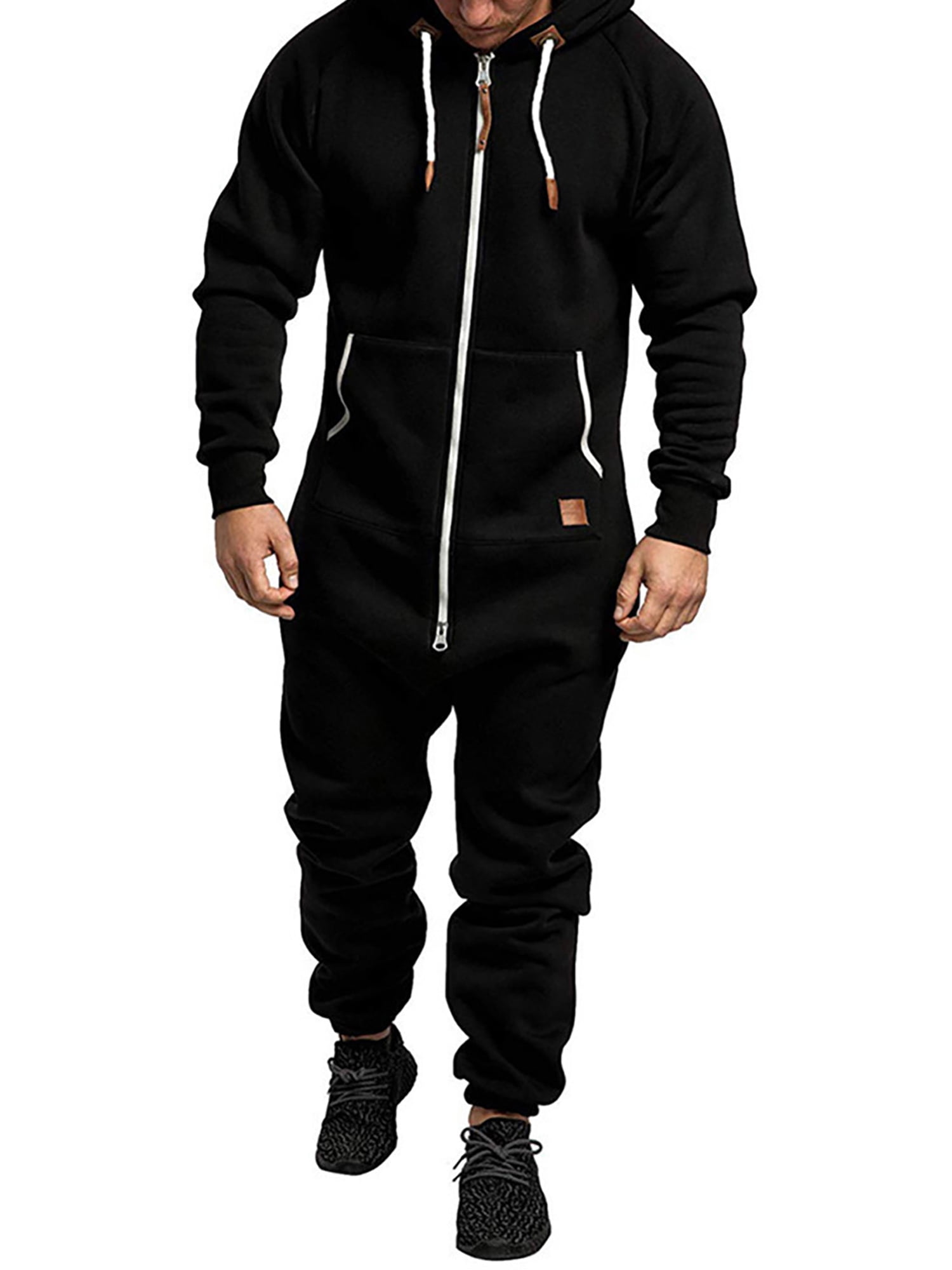 Rdhnmea Mens Fleece Lined Hooded Jumpsuit Full Zip one-piece Rompers ...