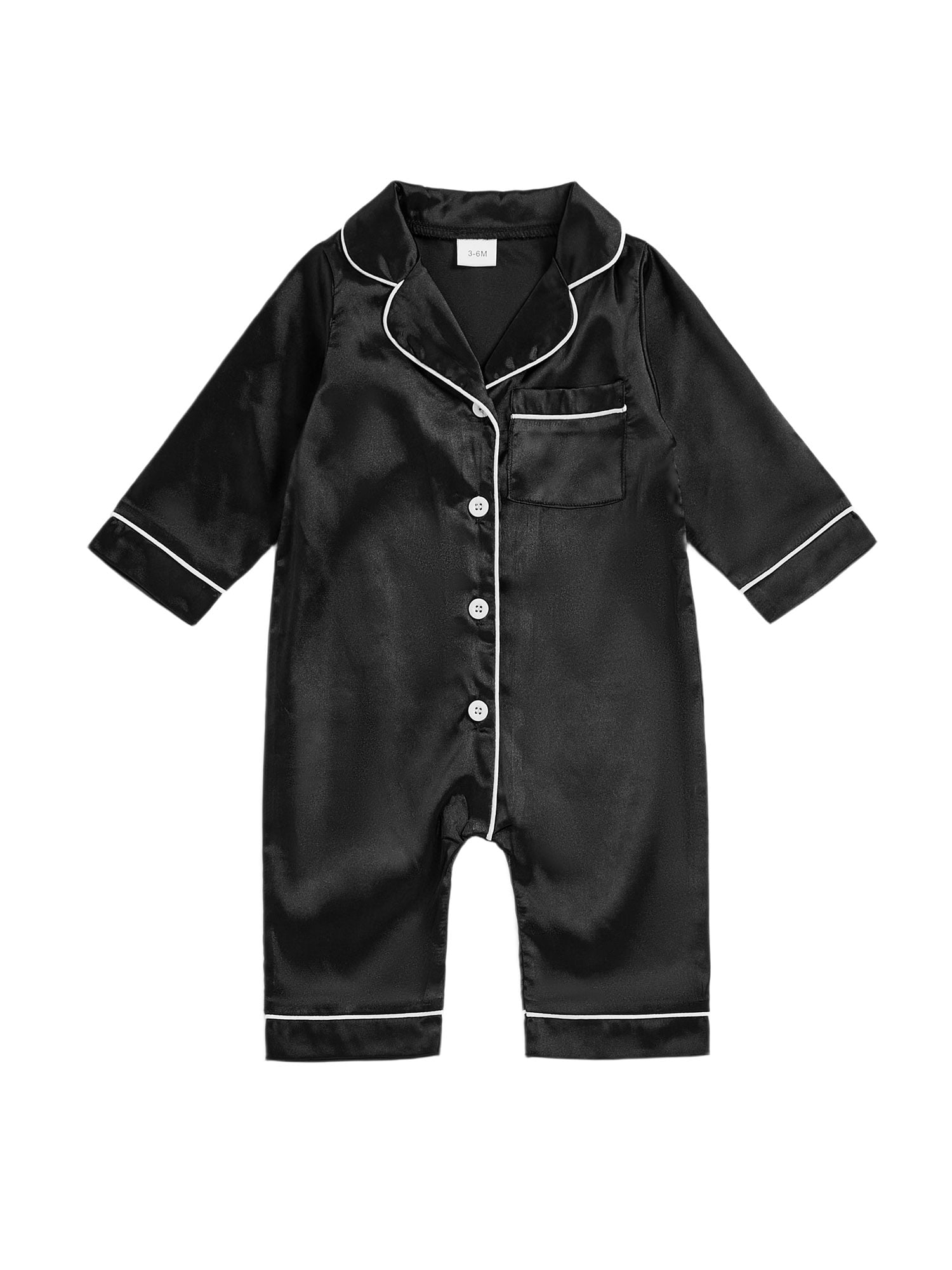 Rdhnmea Newborn Baby Girl Boy Silk Pajamas Romper Long Sleeve Button ...