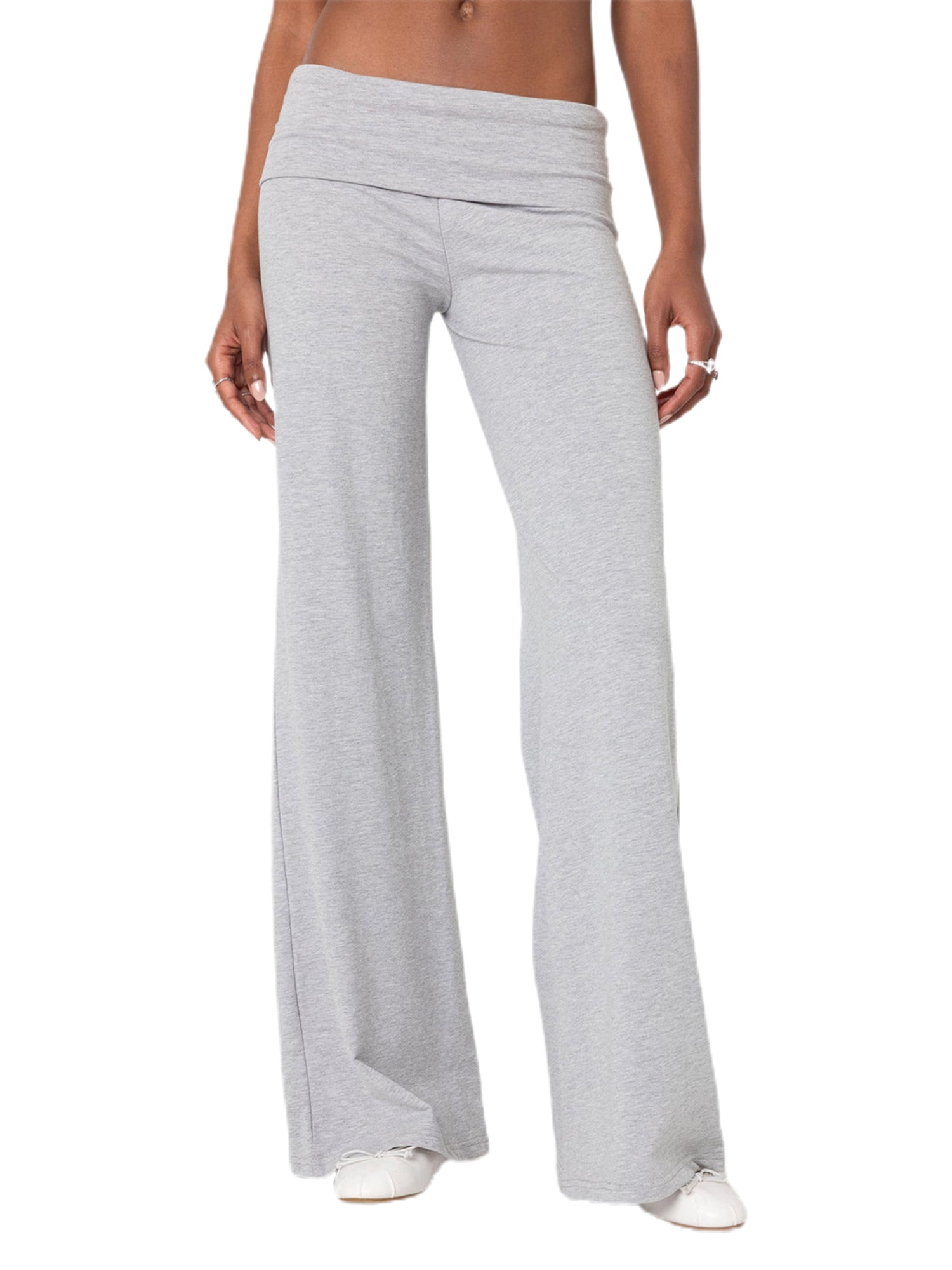 Rdhnmea Women Wide Leg Sweatpants Fold Over Low Rise Flare Yoga Lounge ...