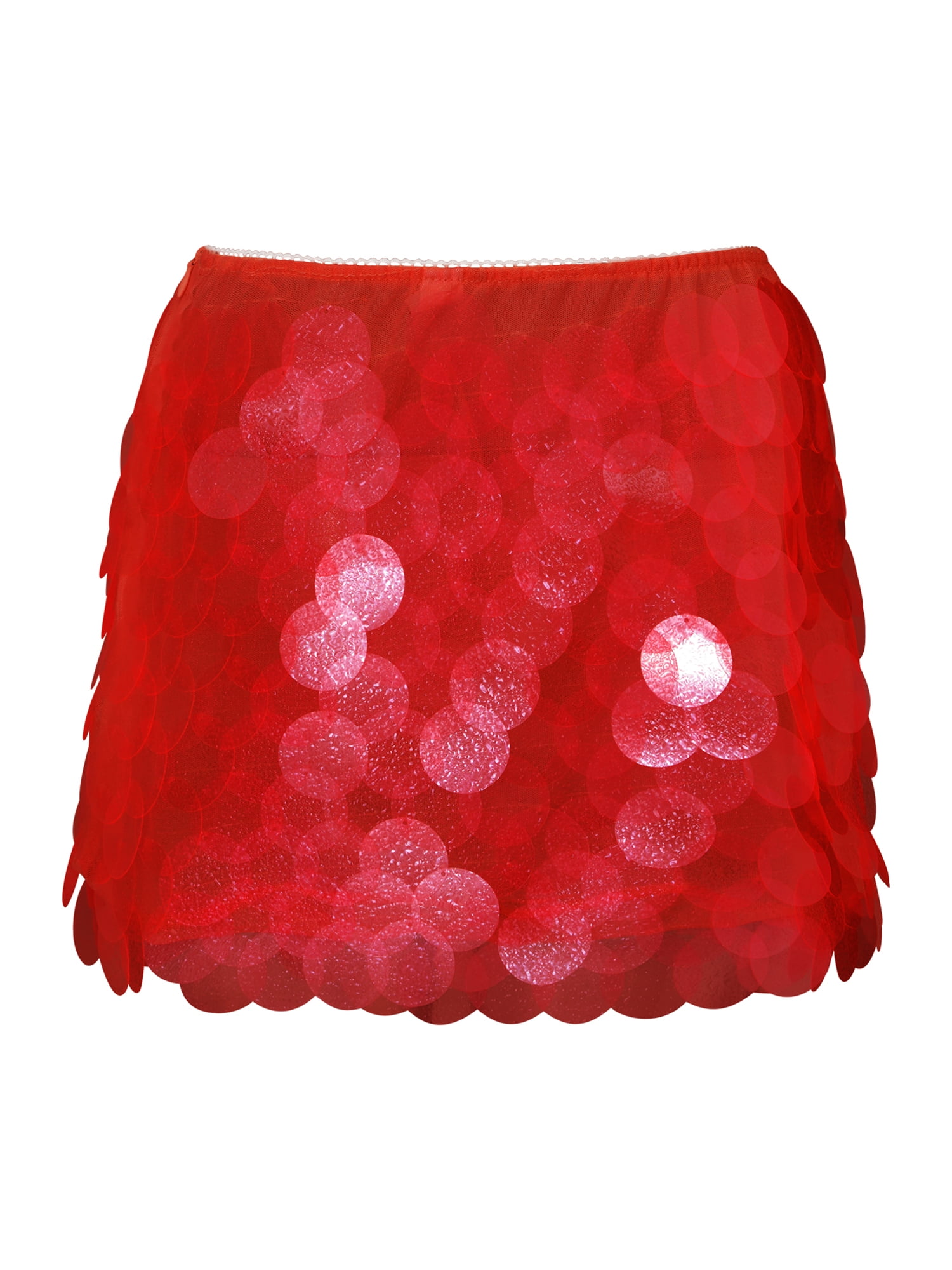 Rdhnmea Women's Sexy Shiny Sequin Mini Skirt Glitter Low Rise Pencil ...