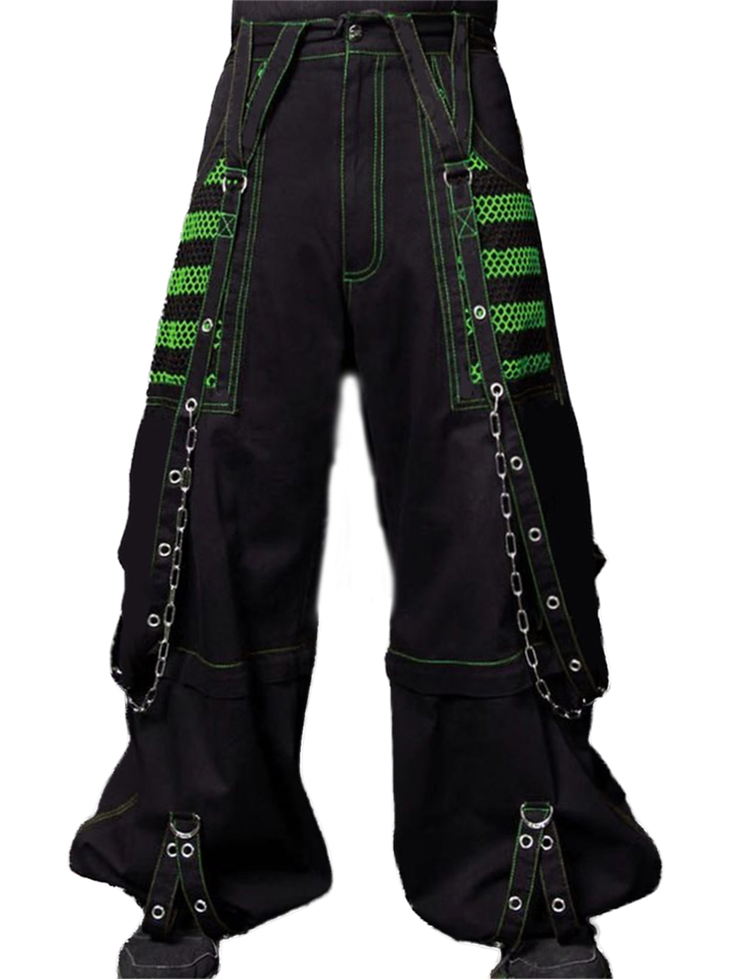 Rdhnmea Womens Gothic Punk Cargo Pants Low Waisted Y2K Wide Leg Baggy ...