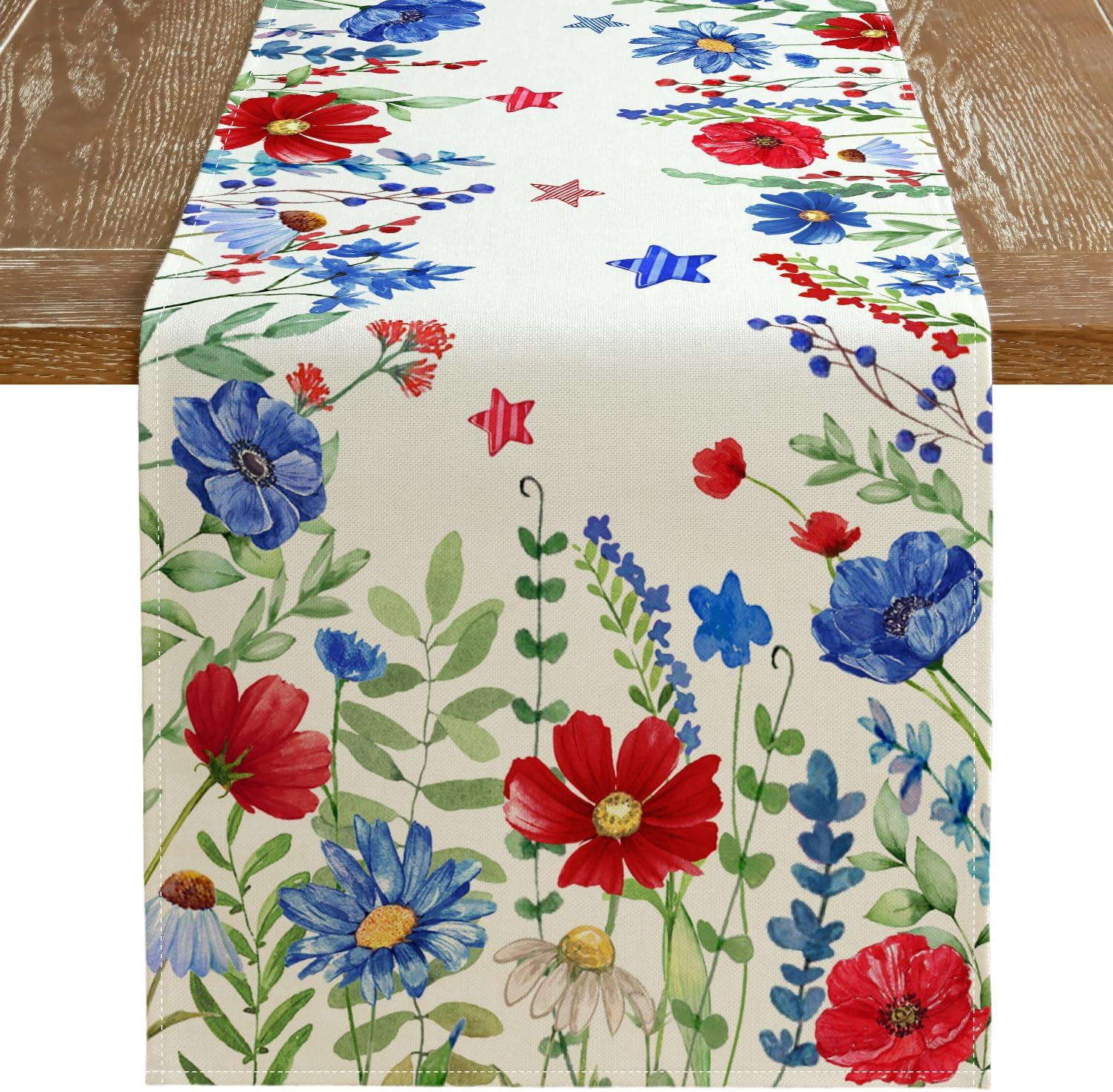 Rdsfhsp 4th of July Memorial Day Table Runner 13x72 Inches, Floral ...
