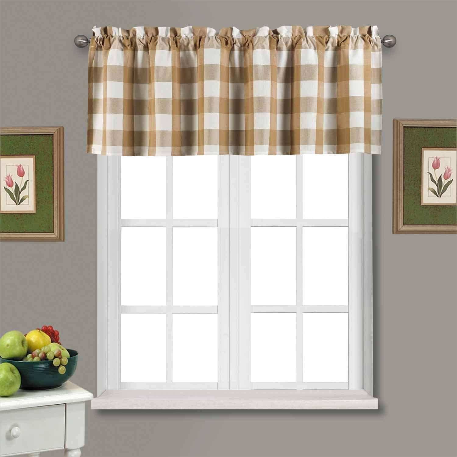 Rdsfhsp Buffalo Check Plaid Window Valances for Kitchen 54" x 18 ...