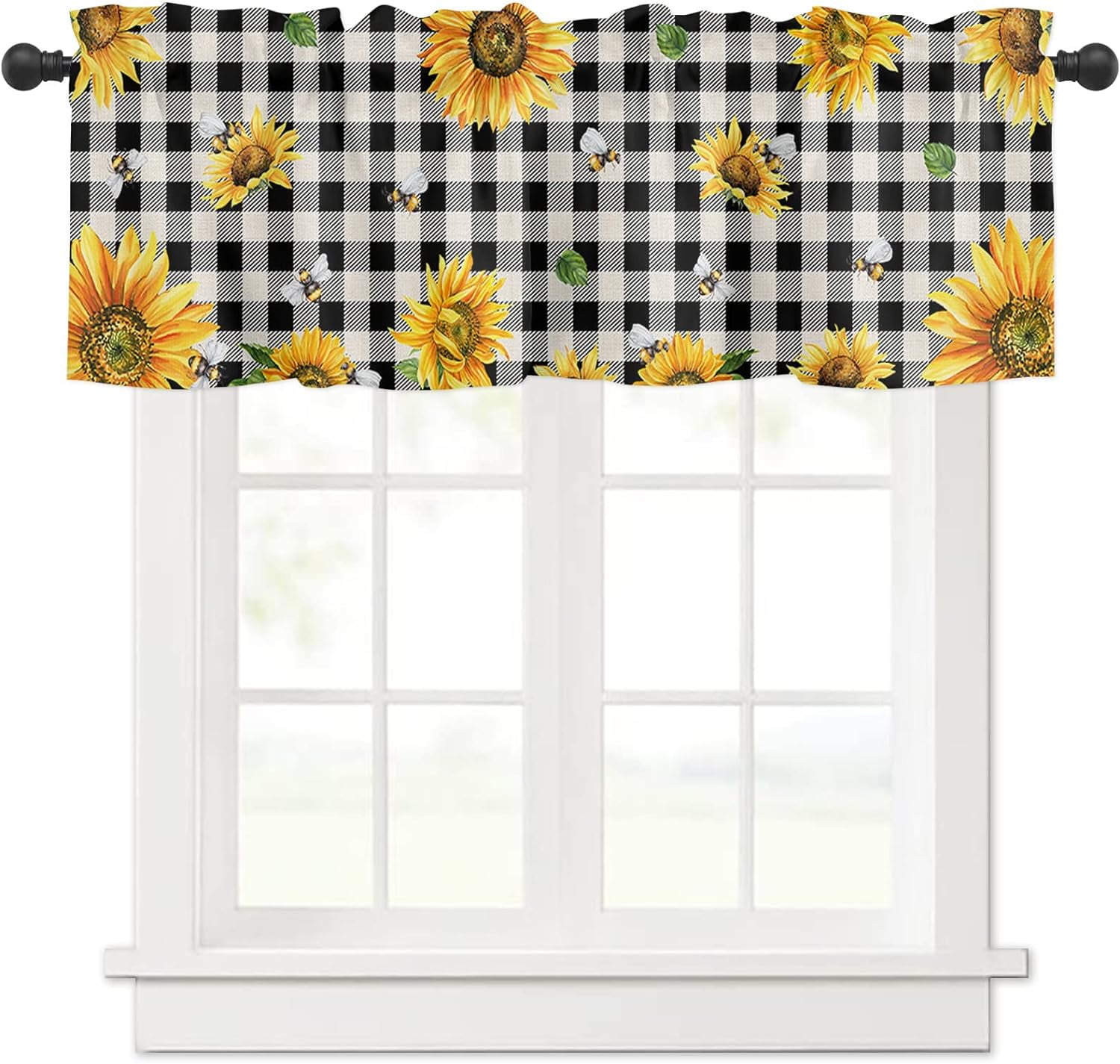 Rdsfhsp Buffalo Plaid Valance Curtain for Kitchen Windows/Living Room ...