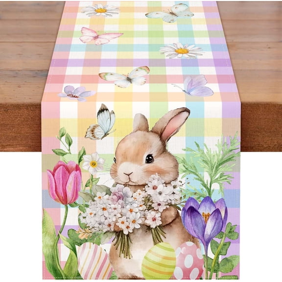 DII 14x108" Modern Cotton Easter Garden Embellished Table Runner in ...