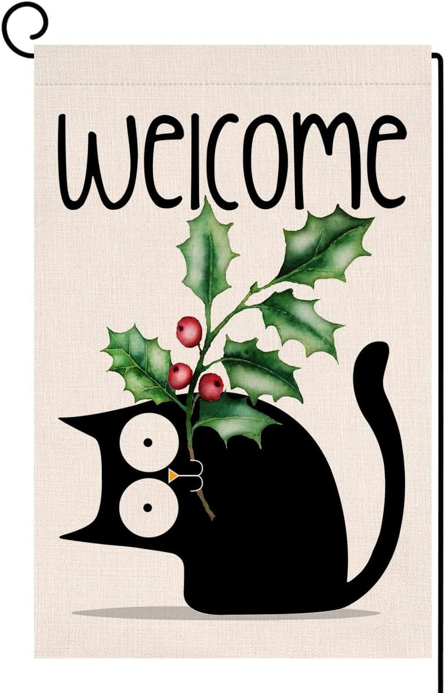 Rdsfhsp Christmas Cat Garden Flag 12x18 Vertical Double Sided Welcome ...
