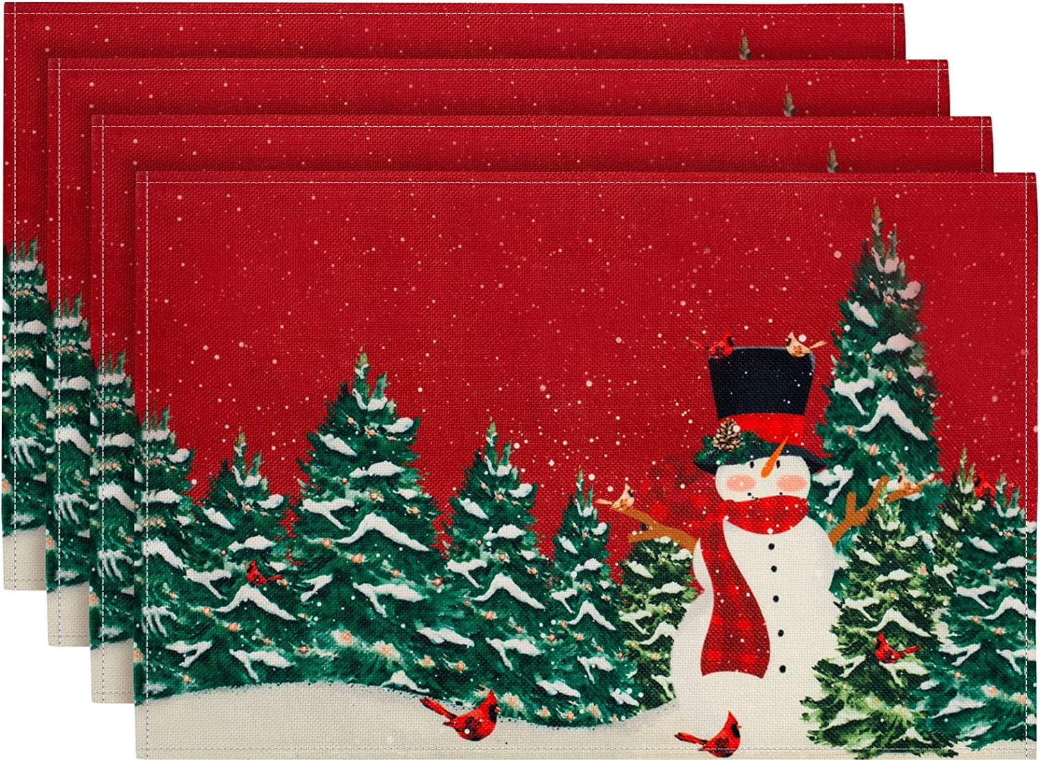 Rdsfhsp Christmas Placemats Set of 4, Snowman Christmas Tree Placemats ...