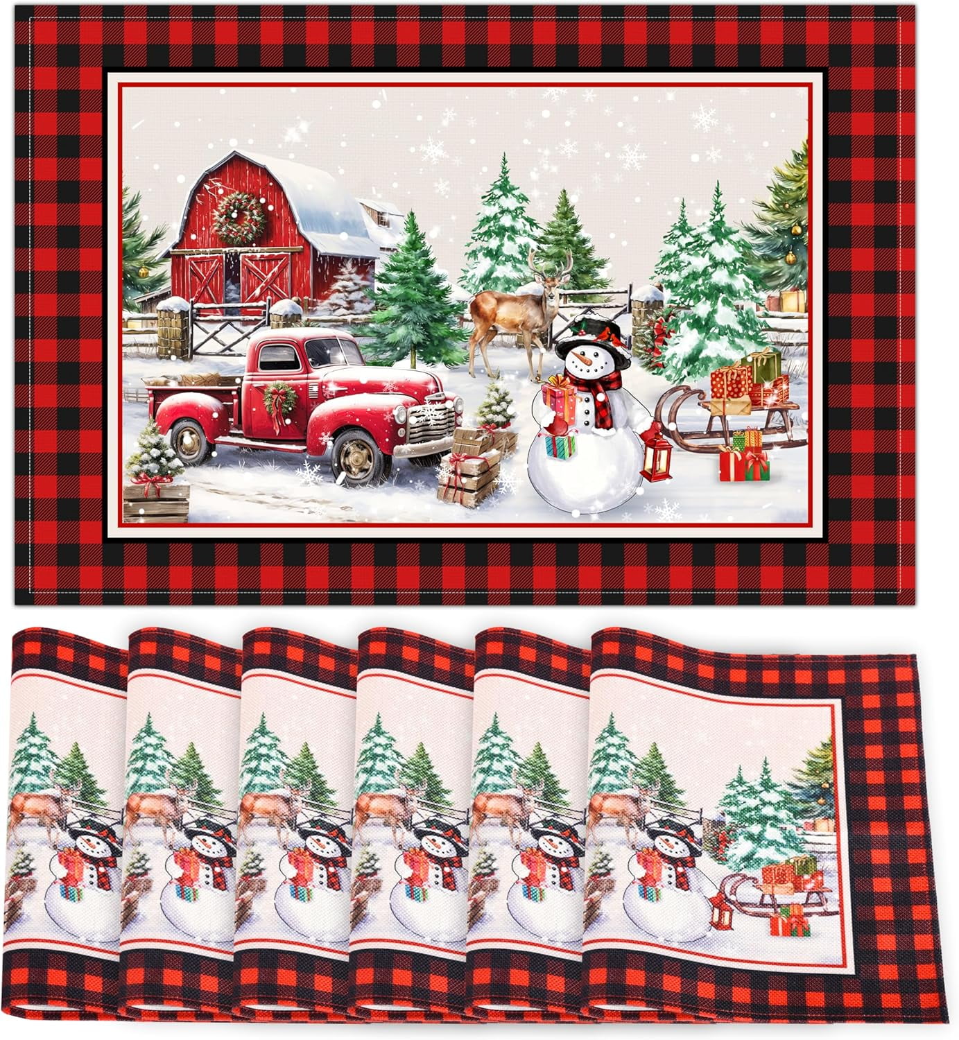 Rdsfhsp Christmas Placemats Set of 6, Merry Christmas Winter Snowman ...