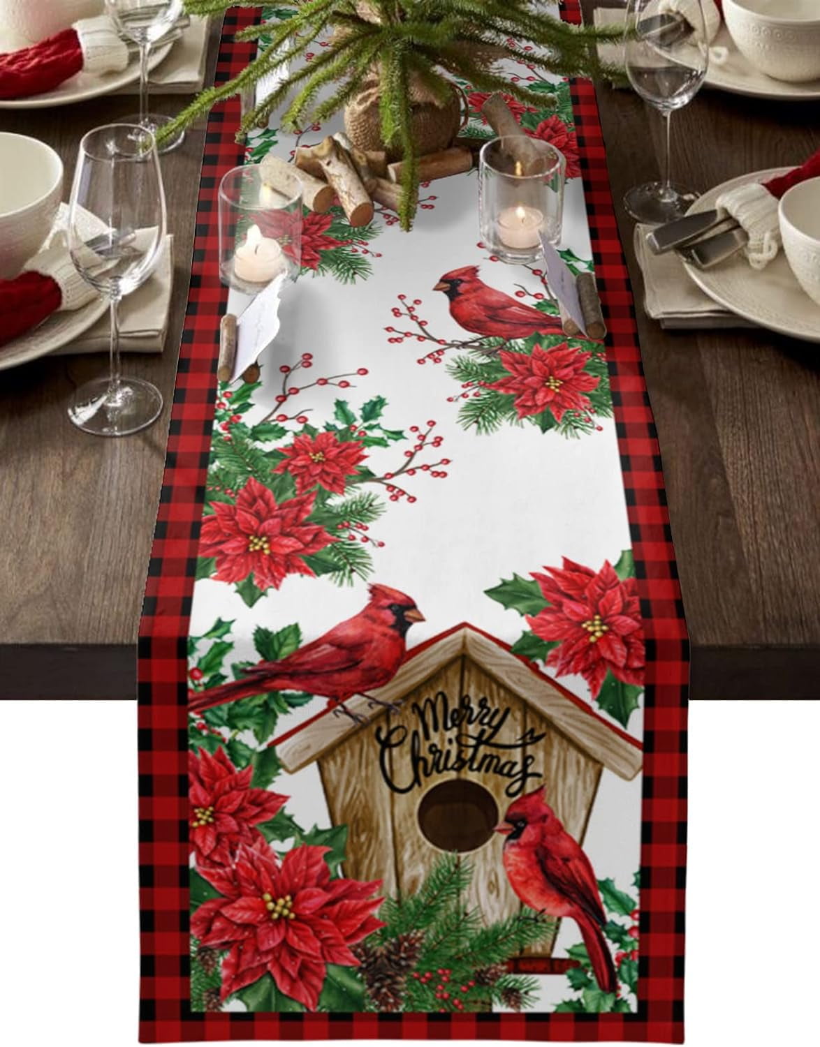 Rdsfhsp Christmas Table Runner Farmhouse Table Runners, Cardinal ...