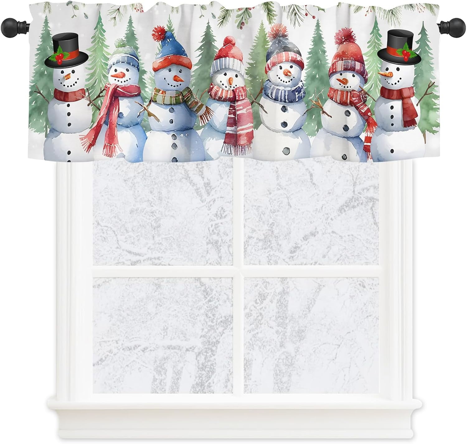 Rdsfhsp Christmas Valance Curtain Christmas Snowman Xmas Tree Window ...