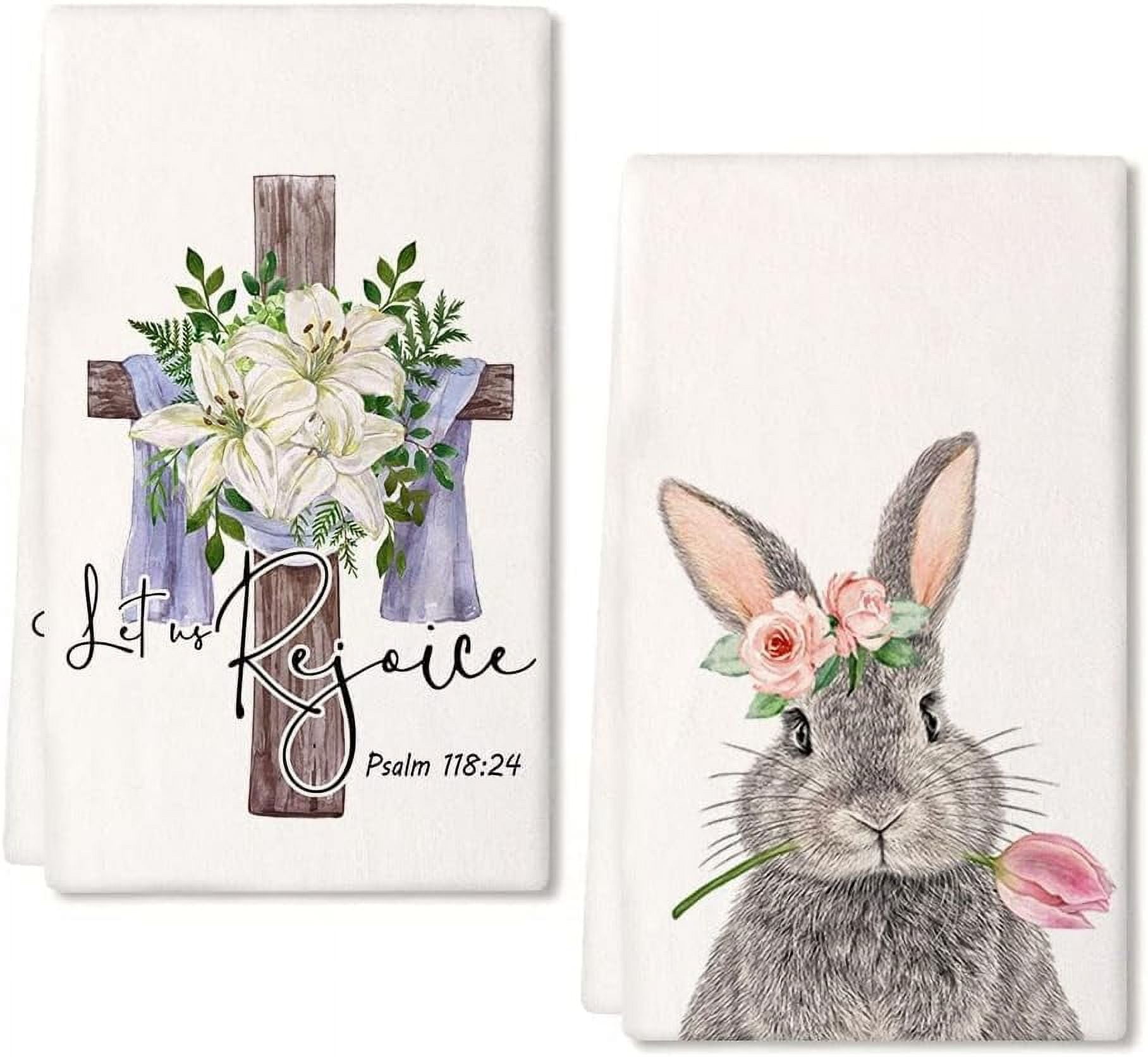 Rdsfhsp Easter Kitchen Towels Beige Bunny Dish Towels 16x27.5 Inch ...