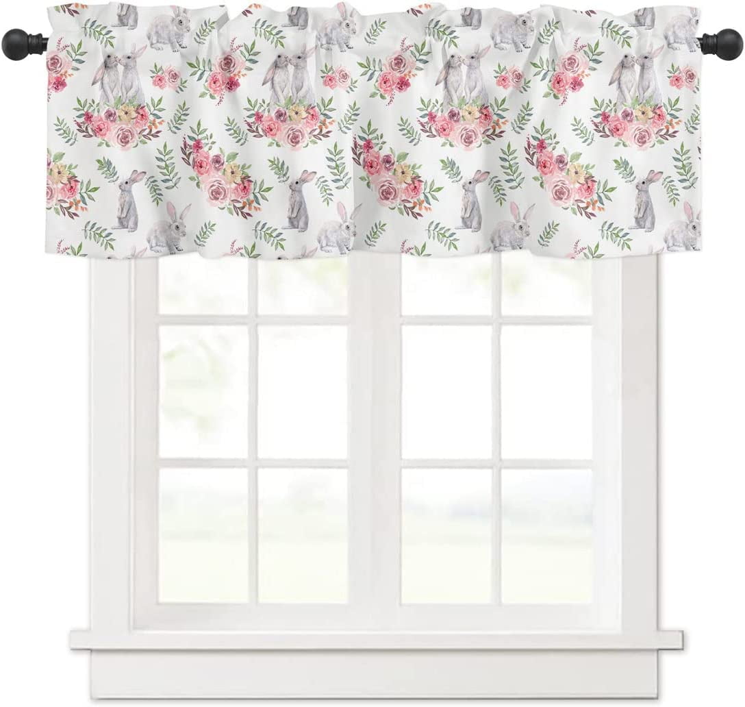 Rdsfhsp Easter Spring Window Curtain Valance 54x18 Inch, Bunny Rabbits ...