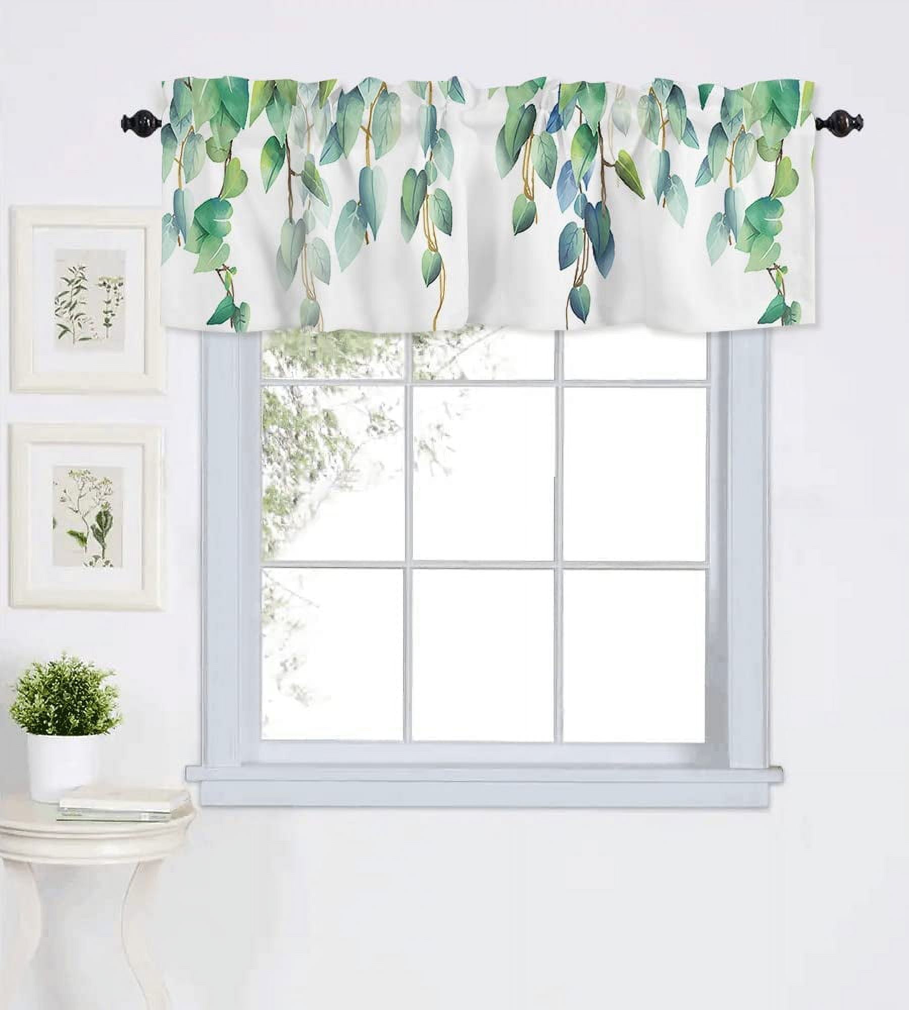 Rdsfhsp Green Leaves Valance Curtains, Green Valances for Windows ...