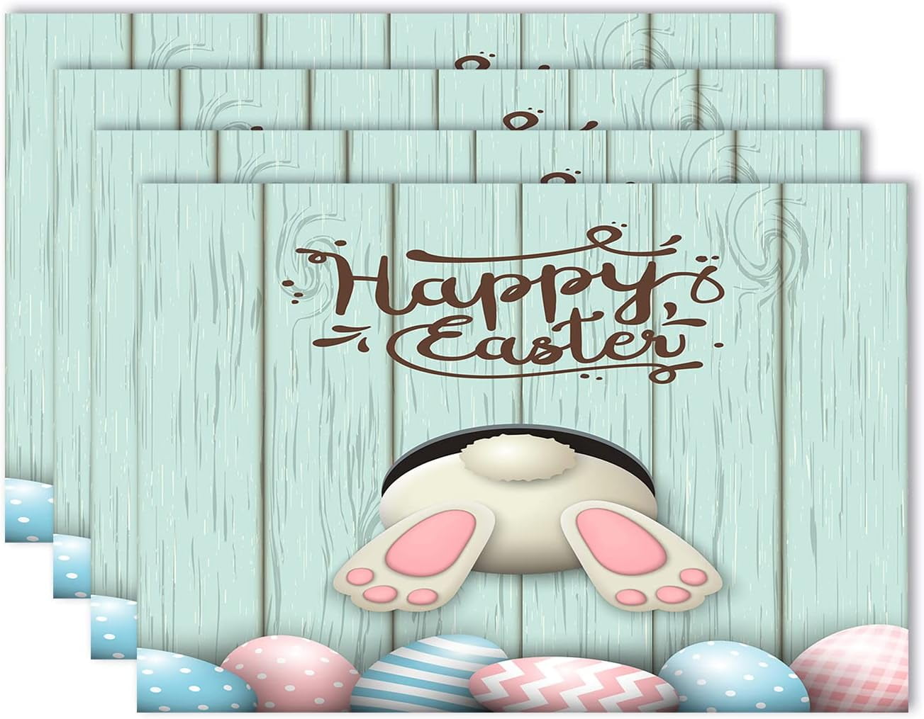 Rdsfhsp Happy Easter Bunny Eggs Placemats 12 x 18 Inches Seasonal ...