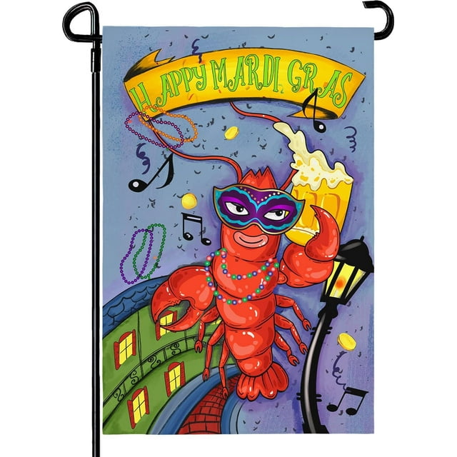 Rdsfhsp Happy Mardi Gras Garden Flags Crawfish New Orleans Carnival ...