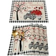 Rdsfhsp Happy Valentines Day Placemats Set of 4, Plaid Hem Love Tree ...