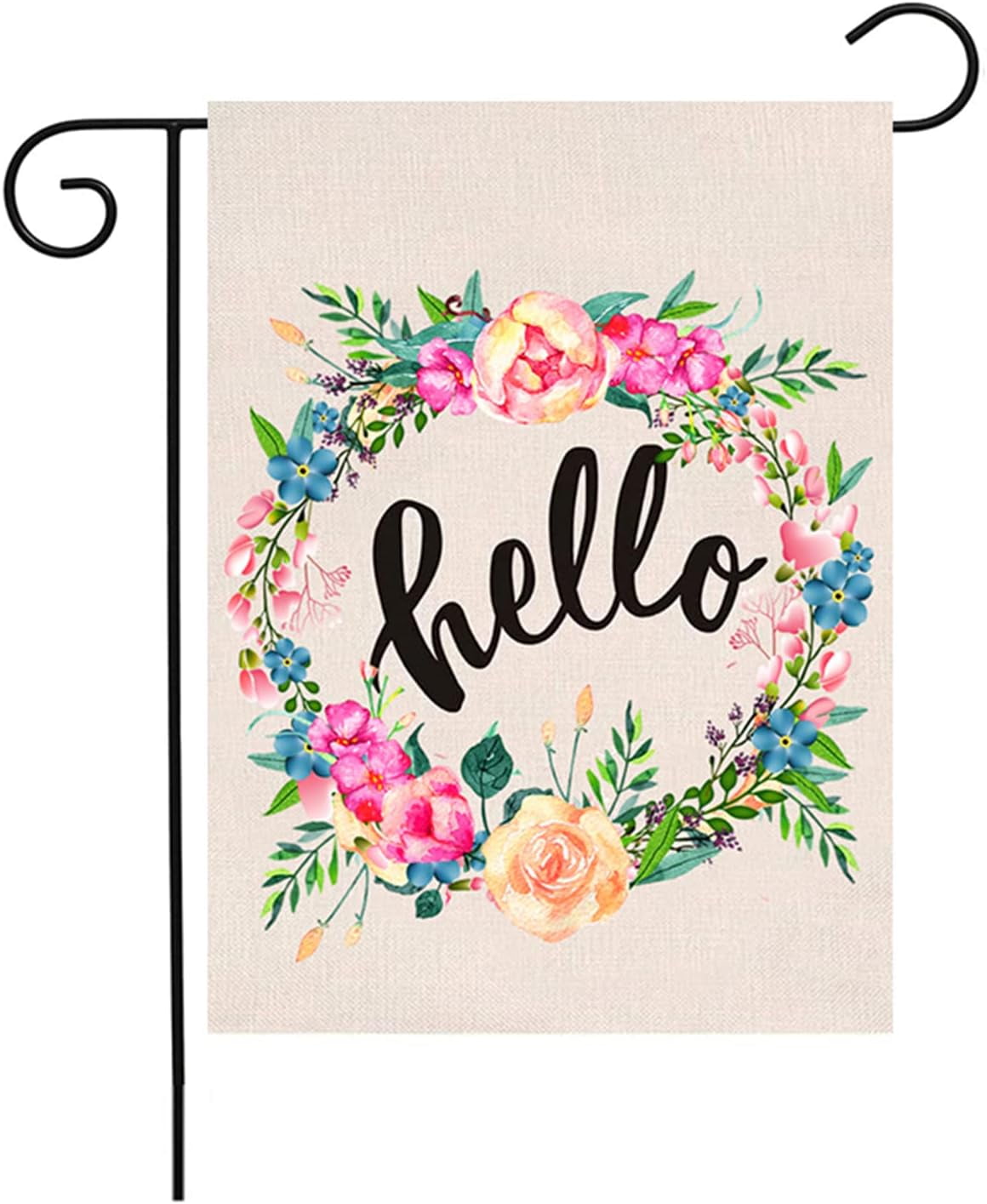 Rdsfhsp Hello Spring Summer Garden Flag Seasonal Linen Small Vertical ...