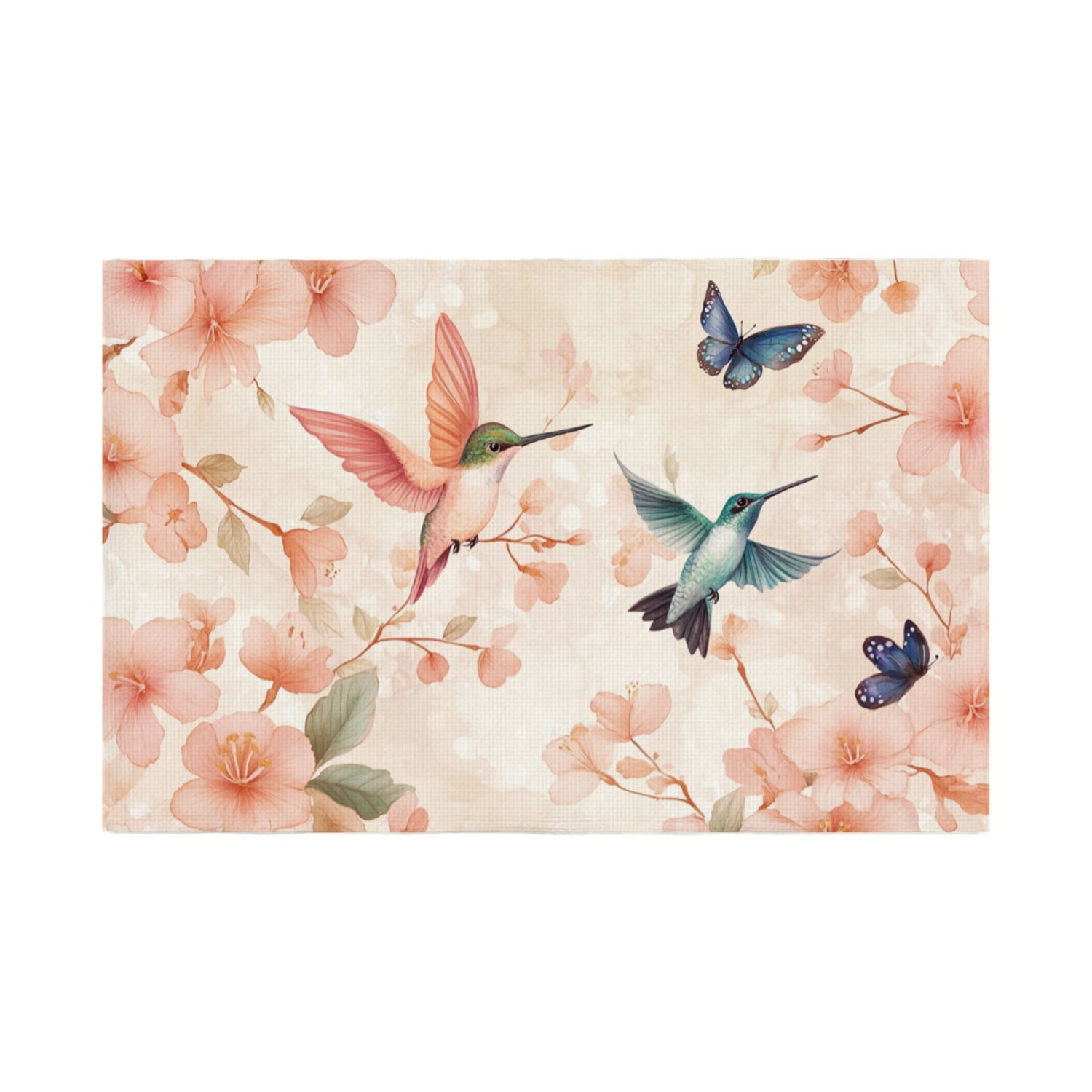 Rdsfhsp Hummingbirds and Butterflies Linen Table Mats Set of 4 12x18 ...