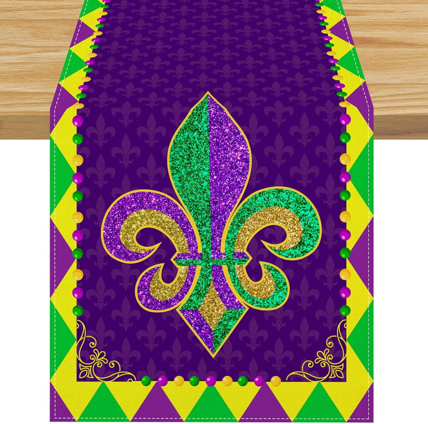 Rdsfhsp Linen Mardi Gras Table Runner Brazil Carnival New Orleans Fat ...