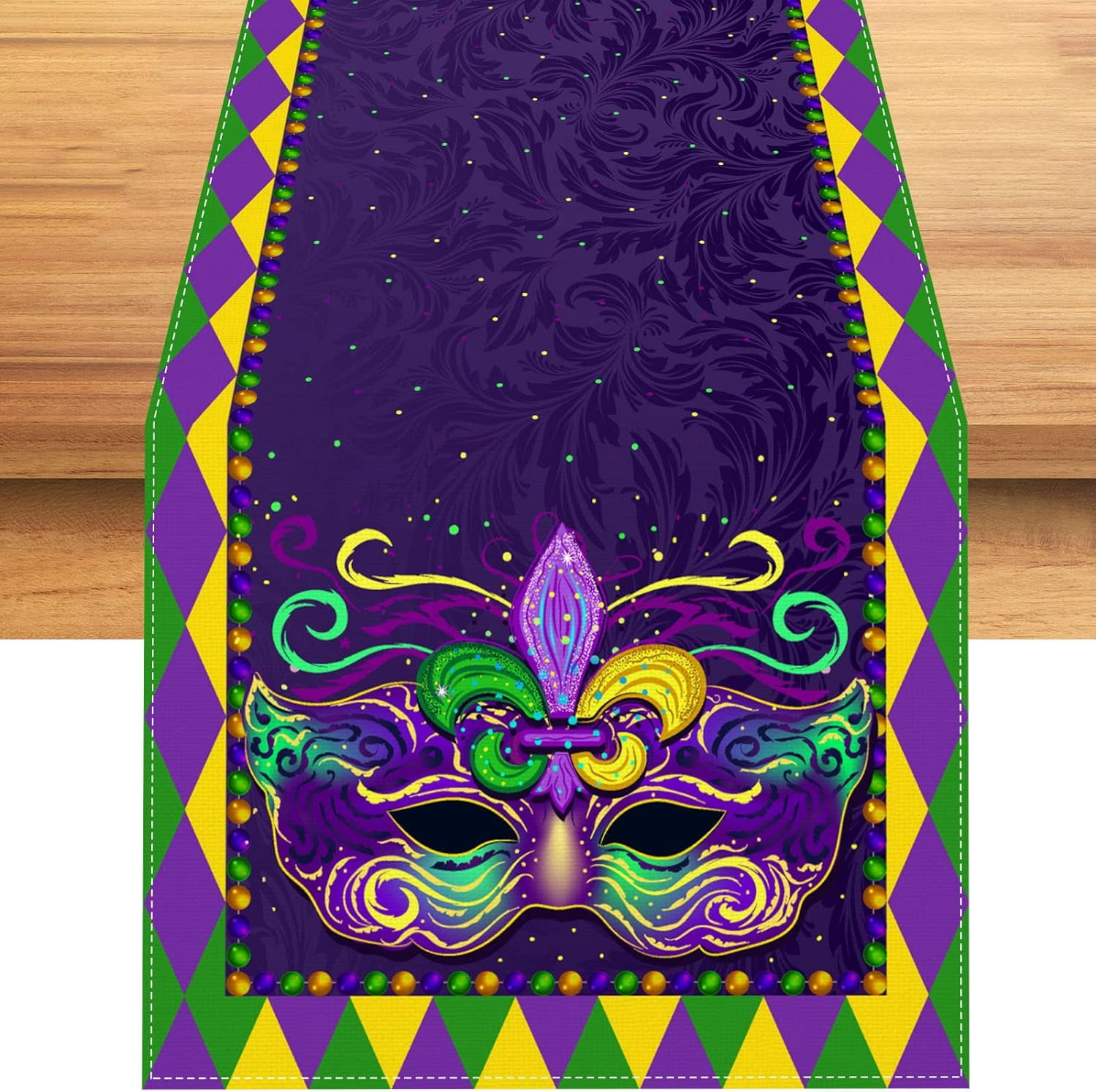 Rdsfhsp Linen Mardi Gras Table Runner New Orleans Brazi Carnival ...