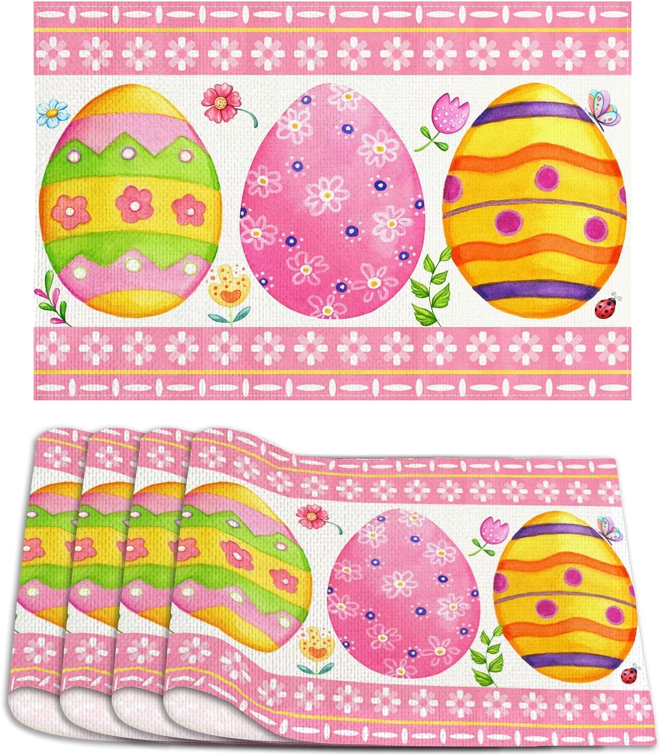 Rdsfhsp Linen Watercolor Easter Placemats Set of 4 Happy Easter Table ...