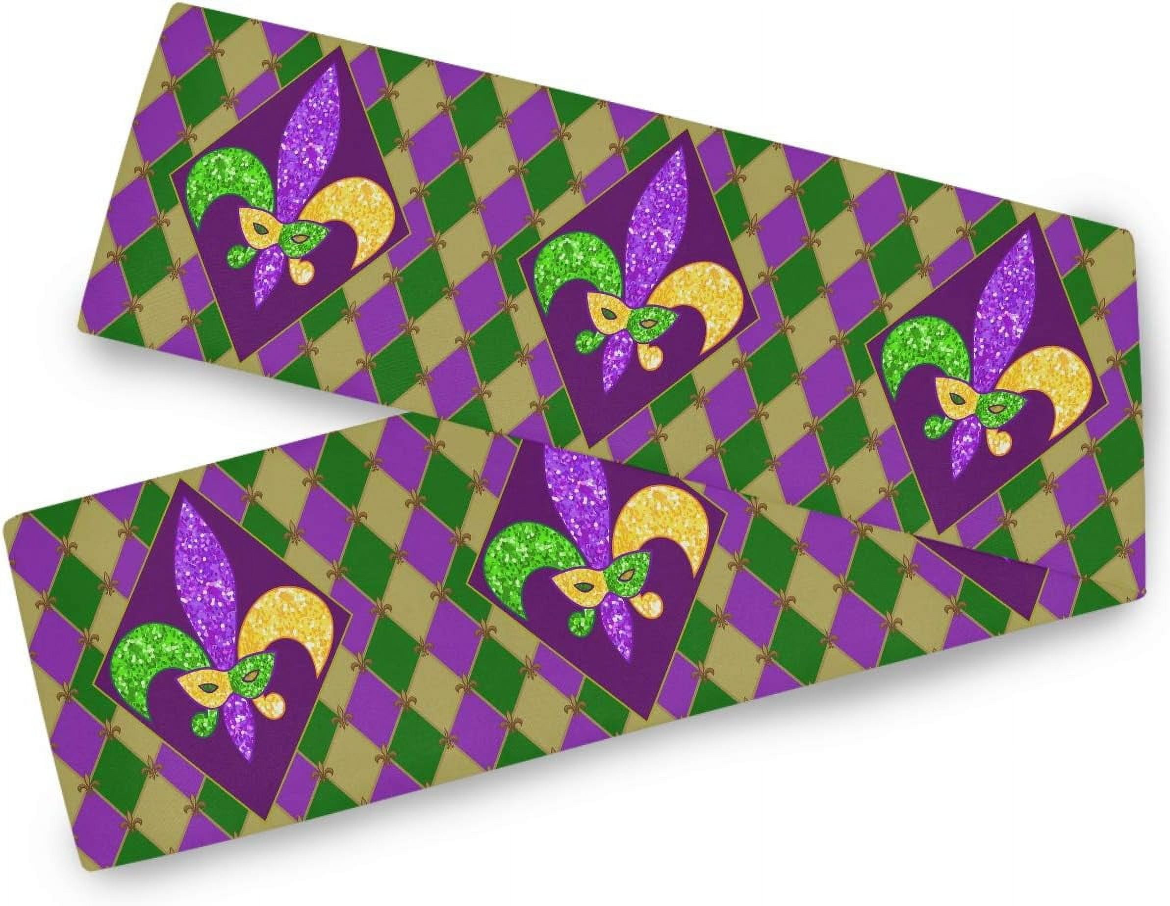 Rdsfhsp Mardi Gras Fleur De Lis Table Runner 13x72 Inch Double Sided ...