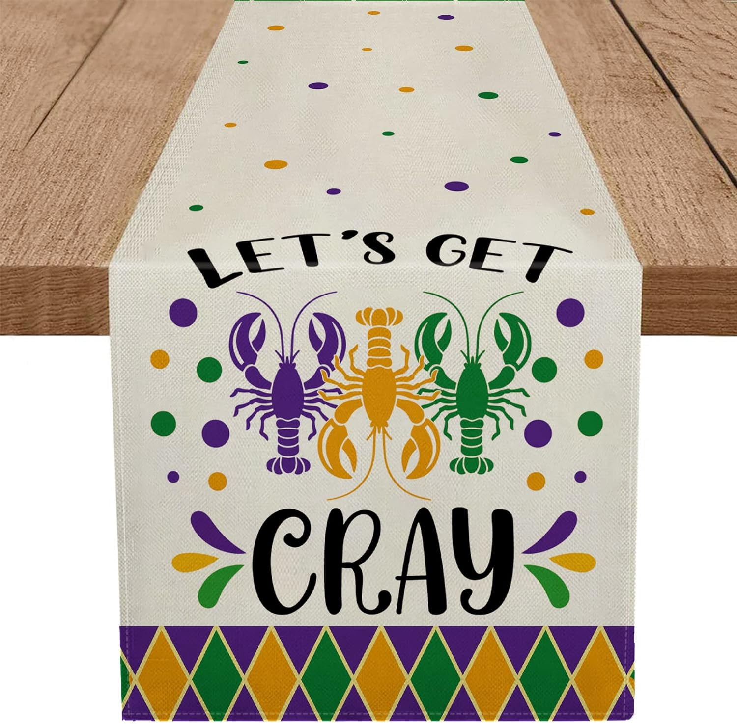 Rdsfhsp Mardi Gras Table Runner Crawfish Diamond Lattice New Orleans ...