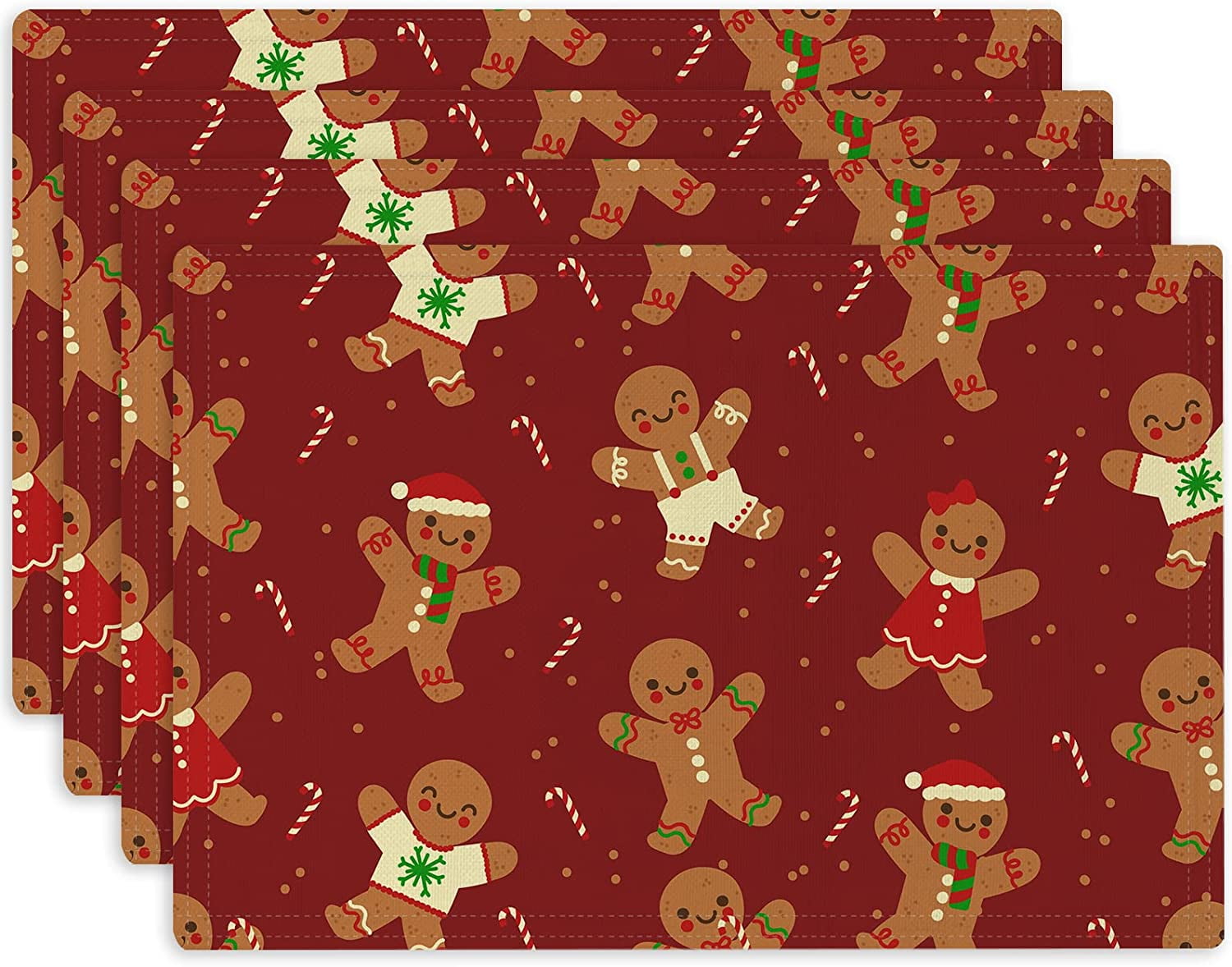 Rdsfhsp Merry Christmas Gingerbread Placemats for Dining Table 12x18 ...