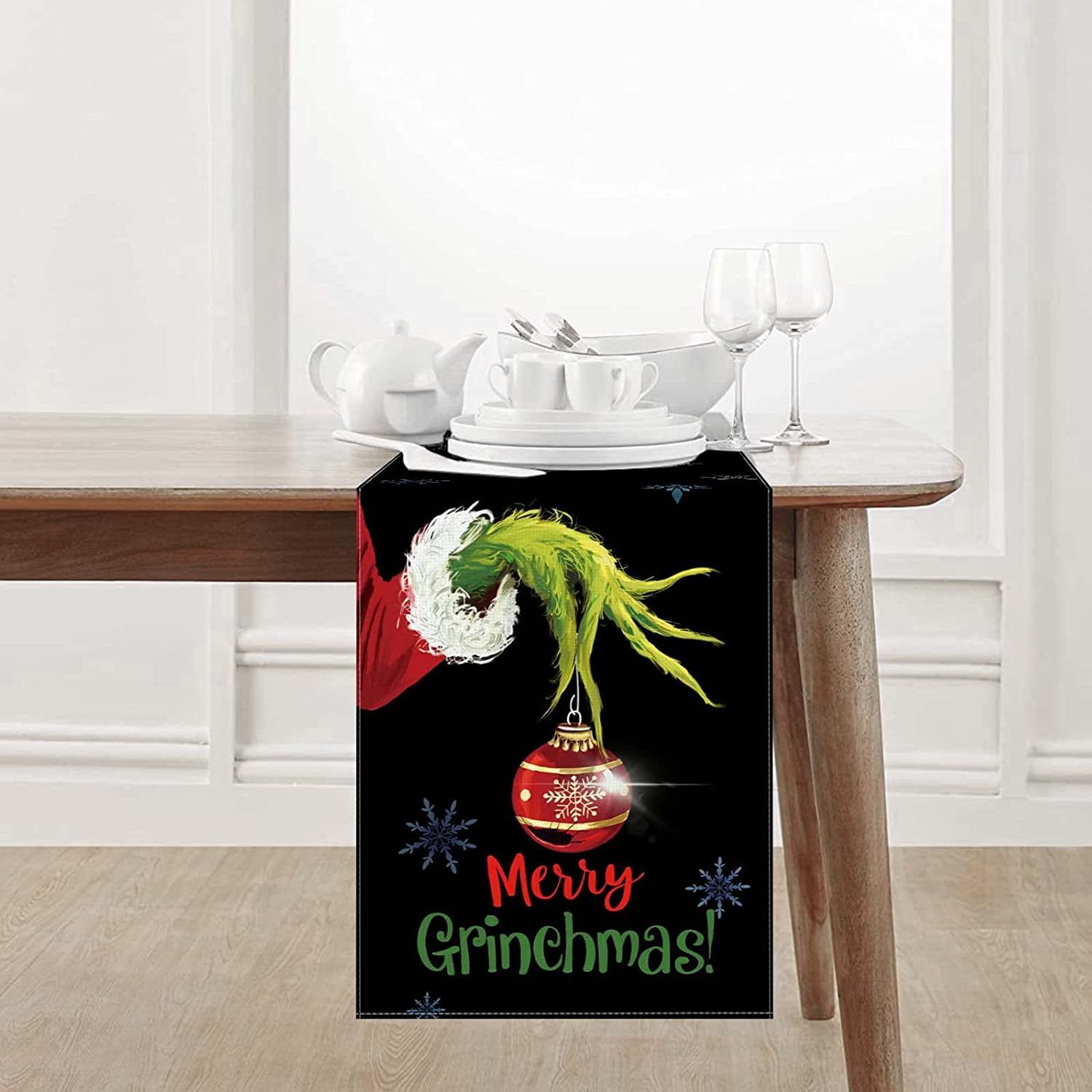 Rdsfhsp Merry Christmas Grinch Table Runner: Grinchmas Kitchen Dining ...