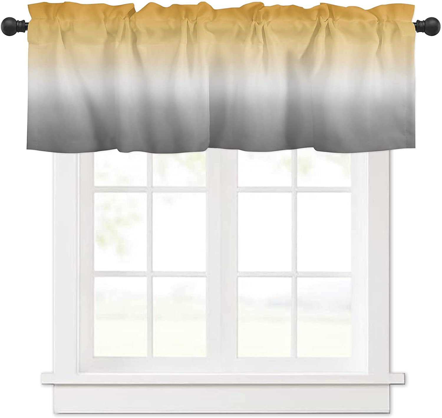 Rdsfhsp Ombre Curtain Valance Window Treatment Yellow Grey Ombre ...