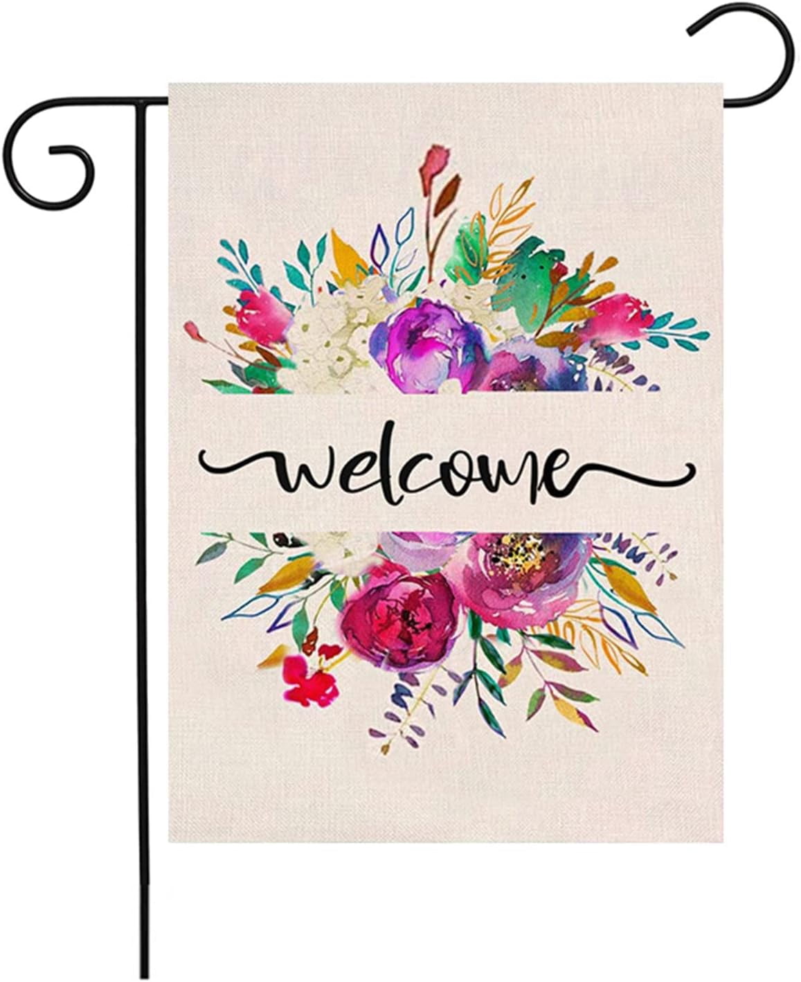 Rdsfhsp Spring Summer Welcome Garden Flag Floral Seasonal Linen Small ...