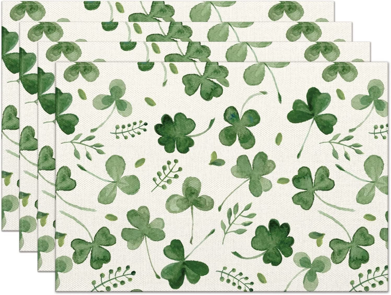Rdsfhsp St. Patrick's Day Shamrock Placemats Set of 4,12x18 Inch Green ...