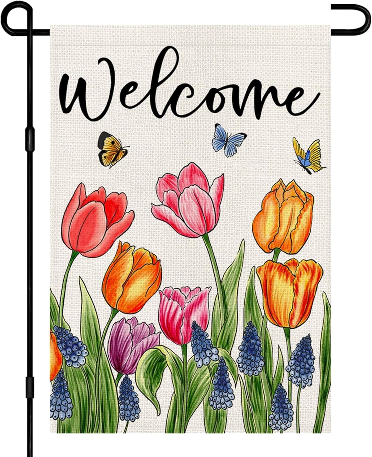 Tulip Lavender Garden Flags 12x18 Inch Burlap Double Sided Outside ...