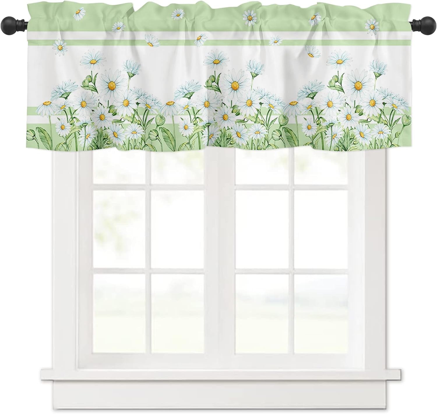 Rdsfhsp Valance Curtains Spring Flower Summer Floral Daisy Light Green ...