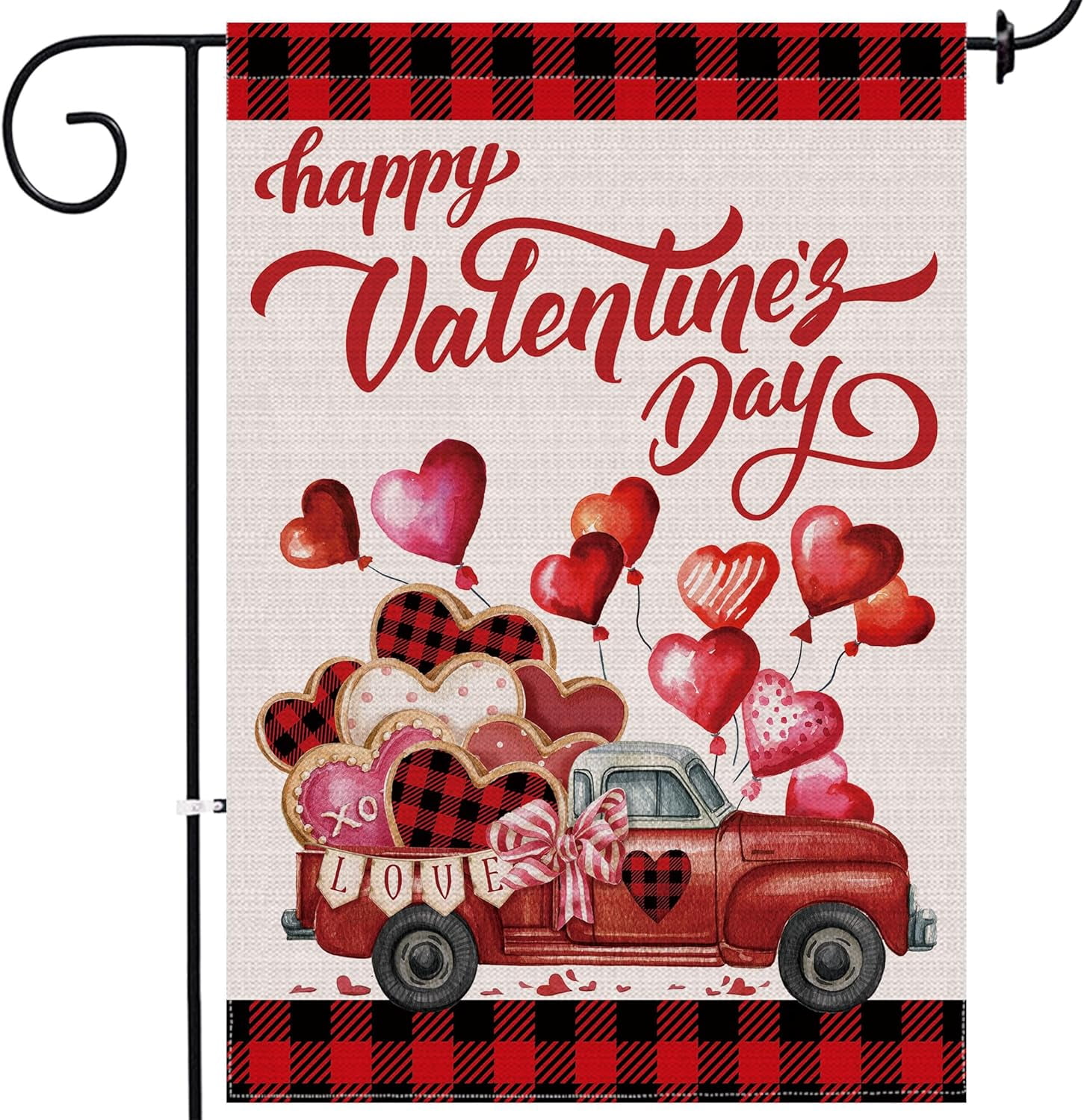 Rdsfhsp Valentines Day Garden Flag, Red Truck Yard Flag 12x18 Double ...
