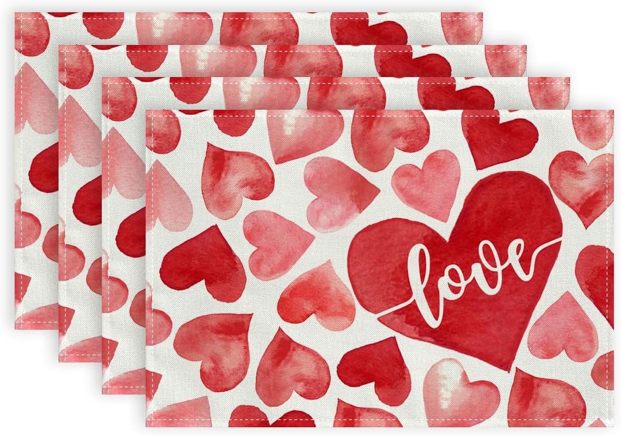 Rdsfhsp Valentines Day Placemats 12x18 Inches Set of 4, Red Pink Heart ...