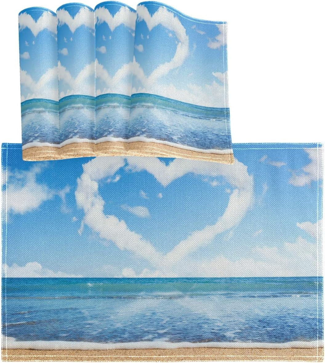 Rdsfhsp Valentines Wedding Heart Cloud Placemat Table Mats Set of 4 ...