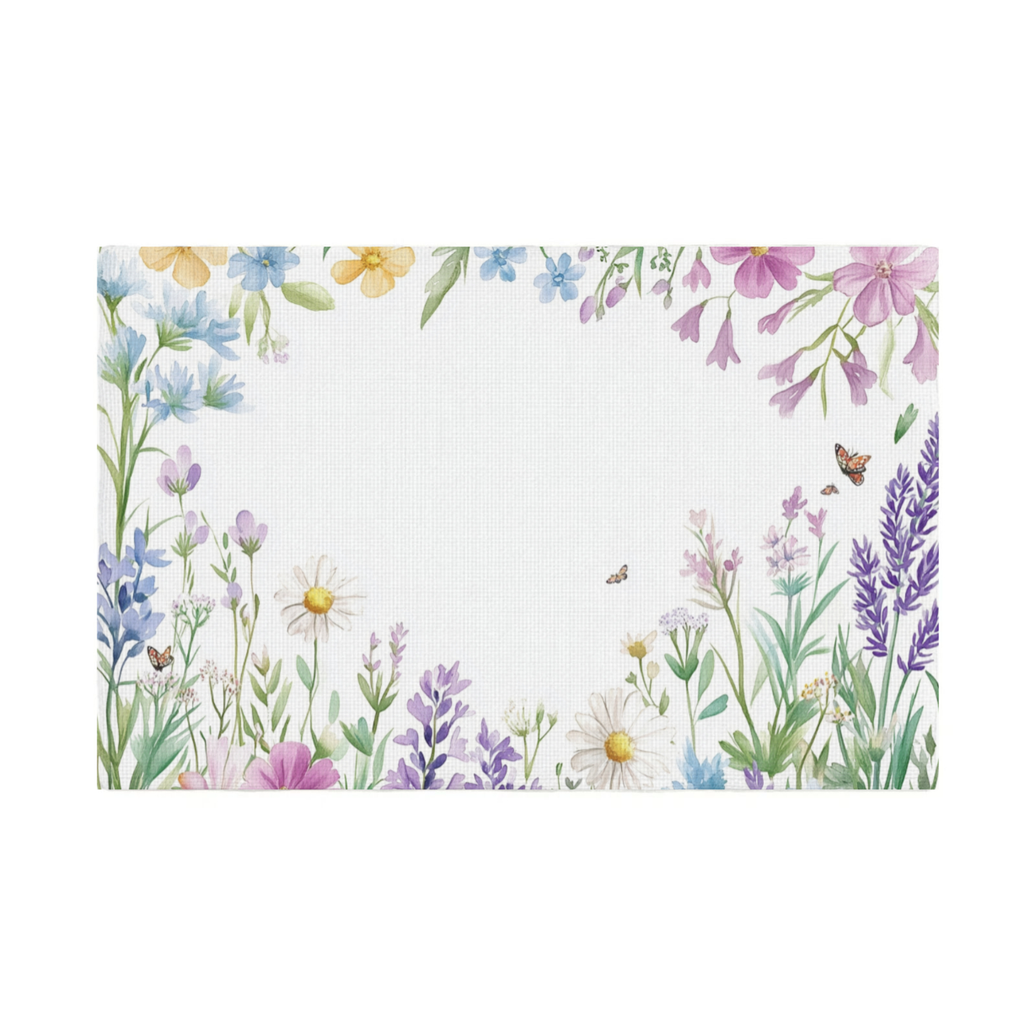 Rdsfhsp Watercolor Wildflowers Floral Linen Table Mats Set of 4 12x18 ...