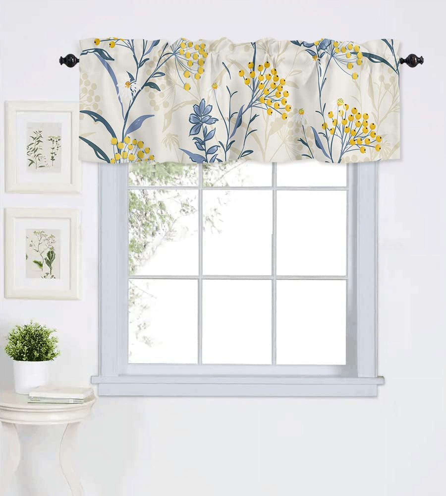 Rdsfhsp Wildflower Kitchen Curtains Spring Flower Kitchen Valances for ...