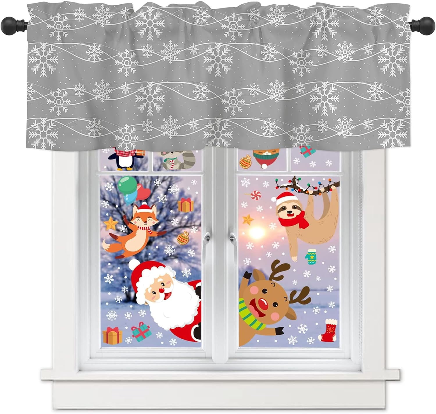 Rdsfhsp Winter Snowflake Valance Curtain, Rod Pocket Valances for ...