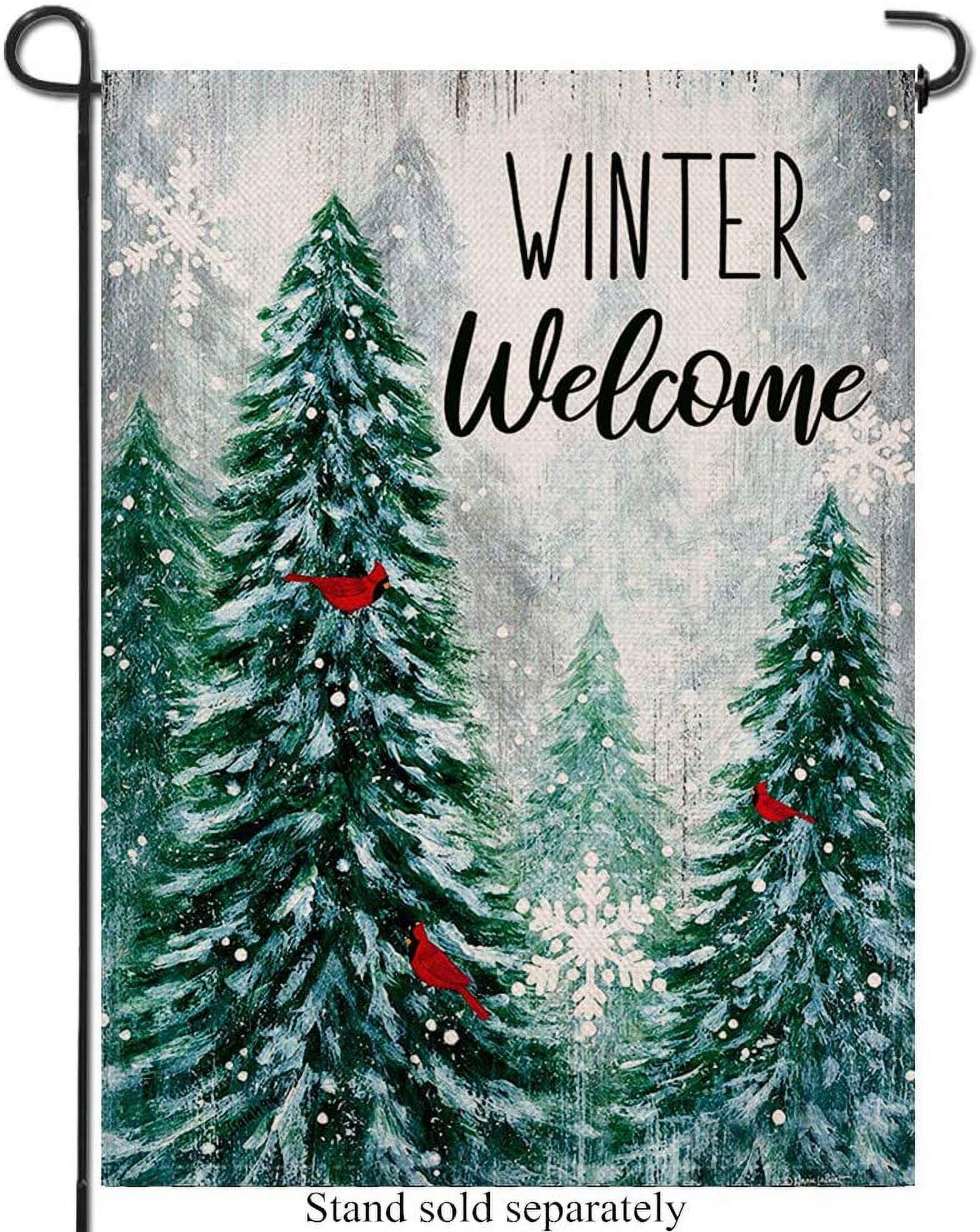 Rdsfhsp Winter Welcome Decorative Garden Flag Pine Trees, Snowy Forest ...