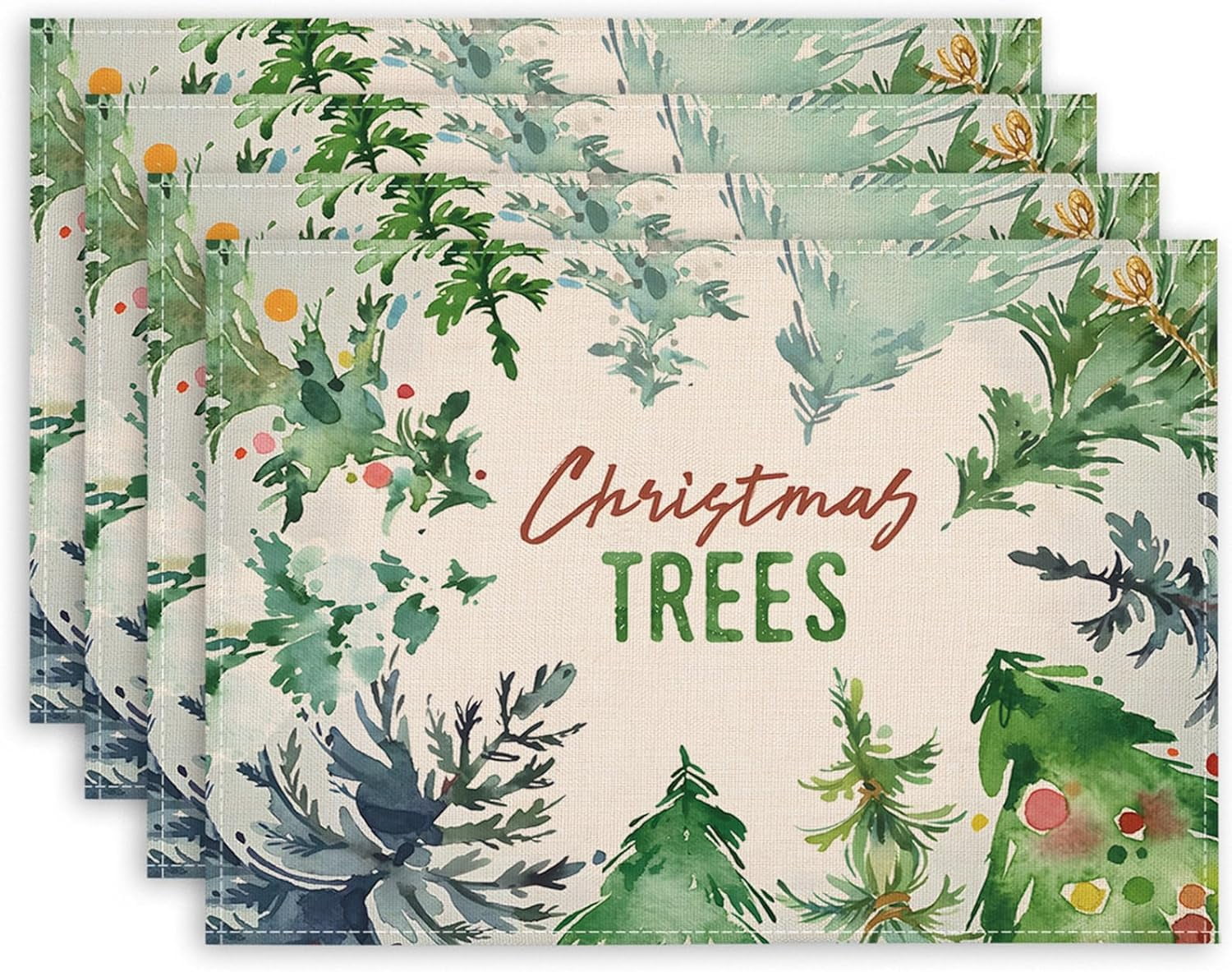 Rdsfhspreen Christmas Tree Placemats Set of 4, 12x18 Inch Holiday ...