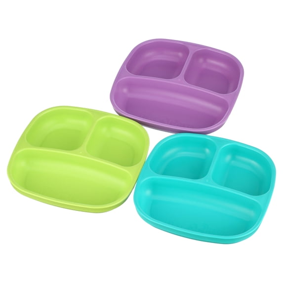 Re:Play Recycled Plastic Divided Plate 3 Pack, Safe Durable Stackable ...