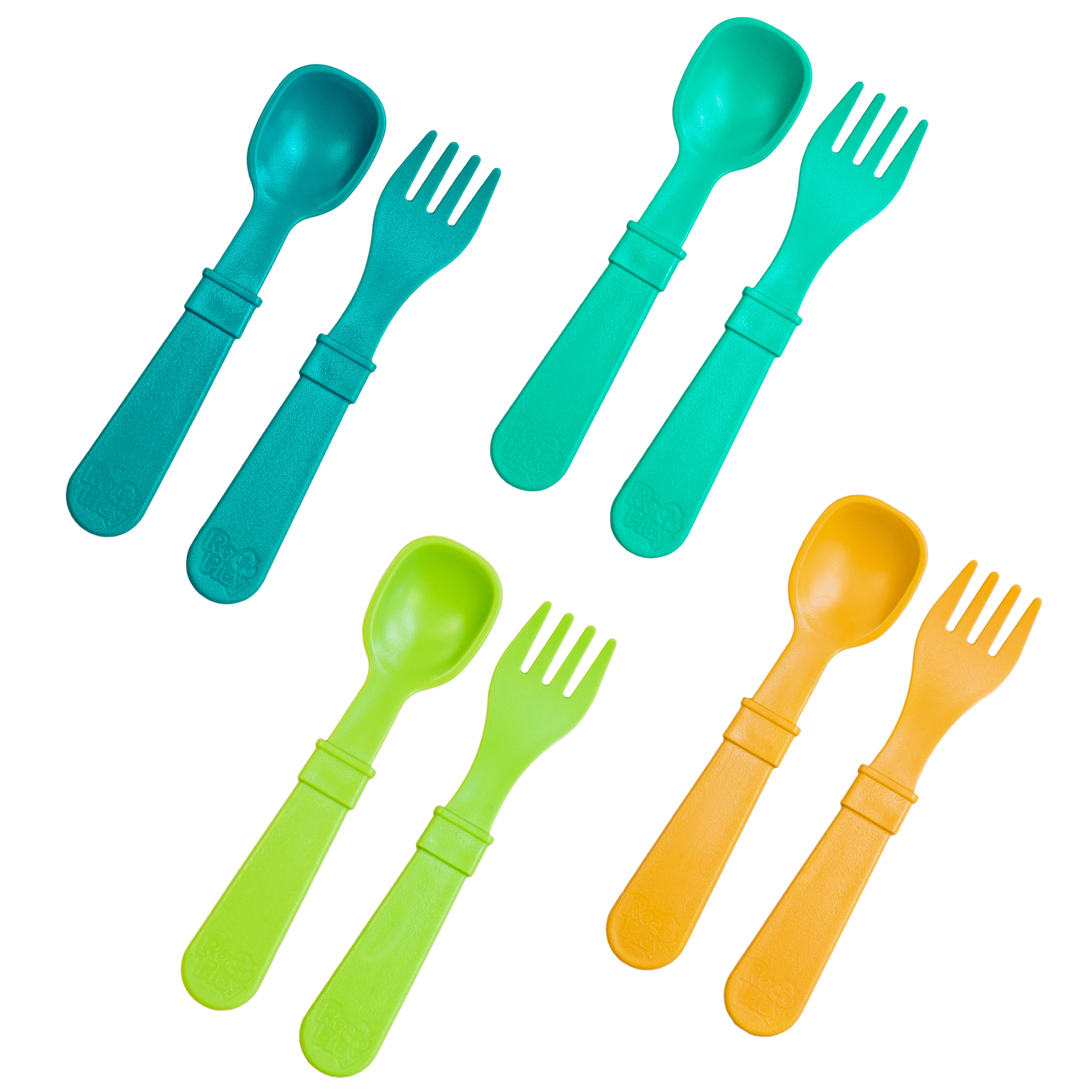 Re-Play Recycled Plastic 8pk Toddler Utensils Flatware Set - Aqua, Lime ...
